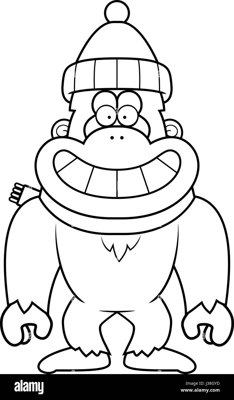A cartoon illustration of a yeti wearing Winter clothes Stock Vector ...