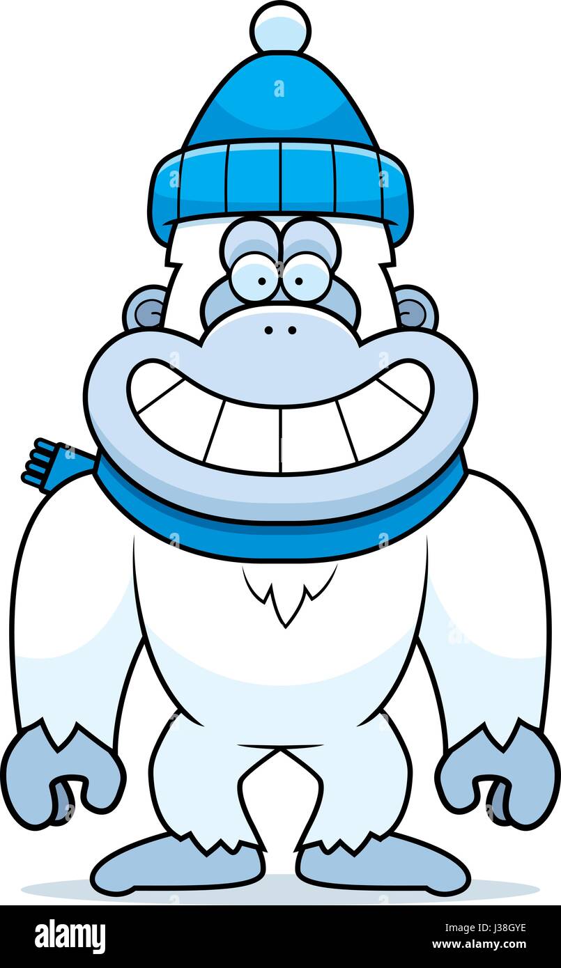A cartoon illustration of a yeti wearing Winter clothes Stock Vector ...