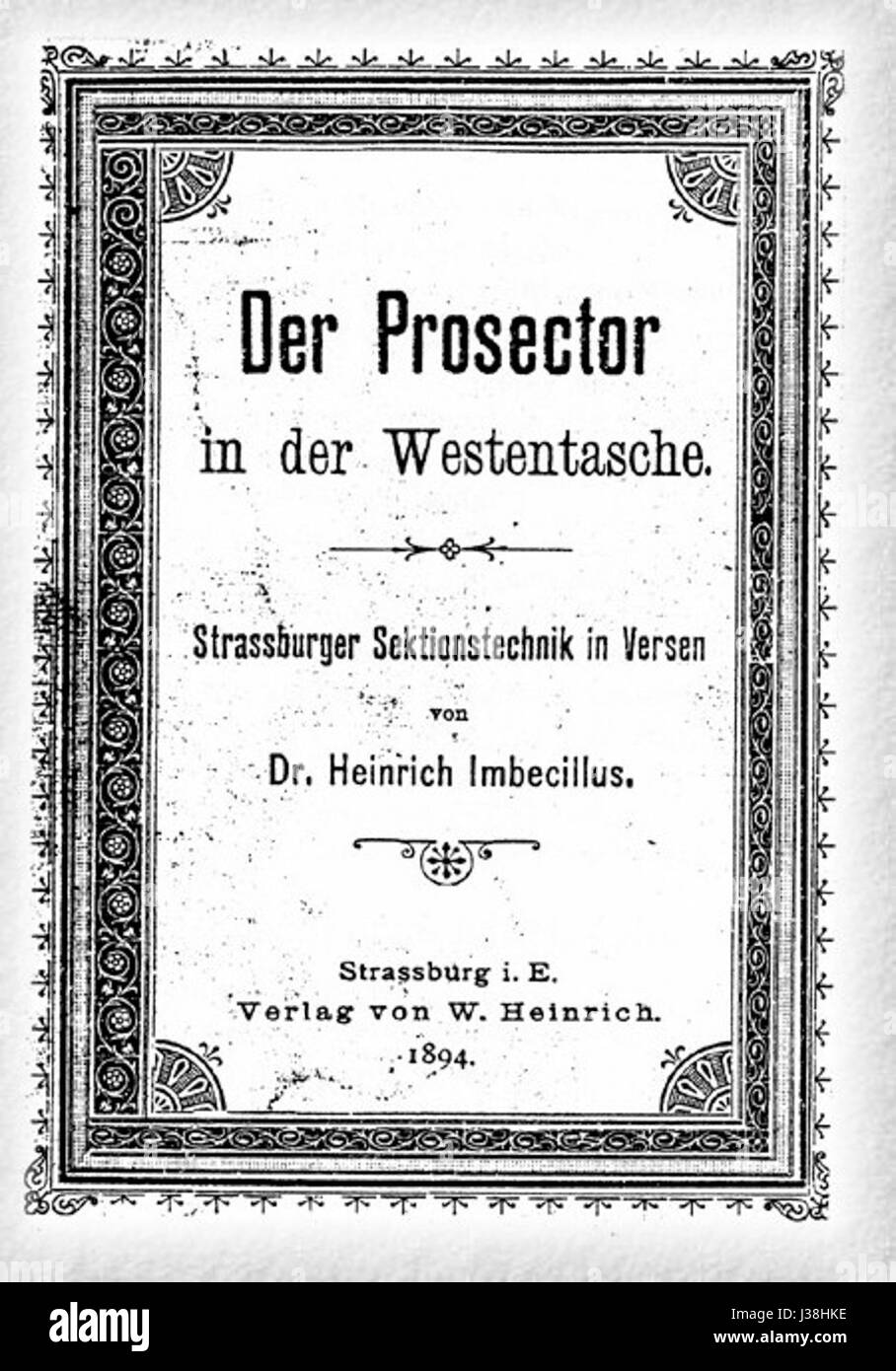 Der Prosector in der Westentasche Titelblatt Stock Photo - Alamy