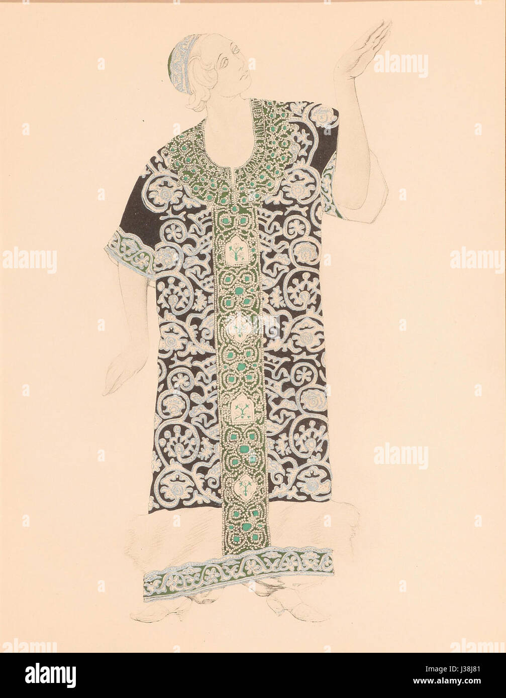 This costume design by Leon Bakst from 1911 reflects the early 20th ...