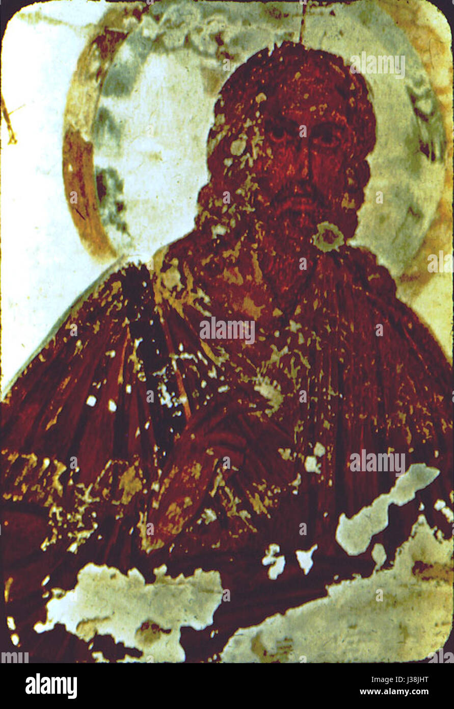 This detail from a depiction of Christ, Peter, and Paul showcases the ...