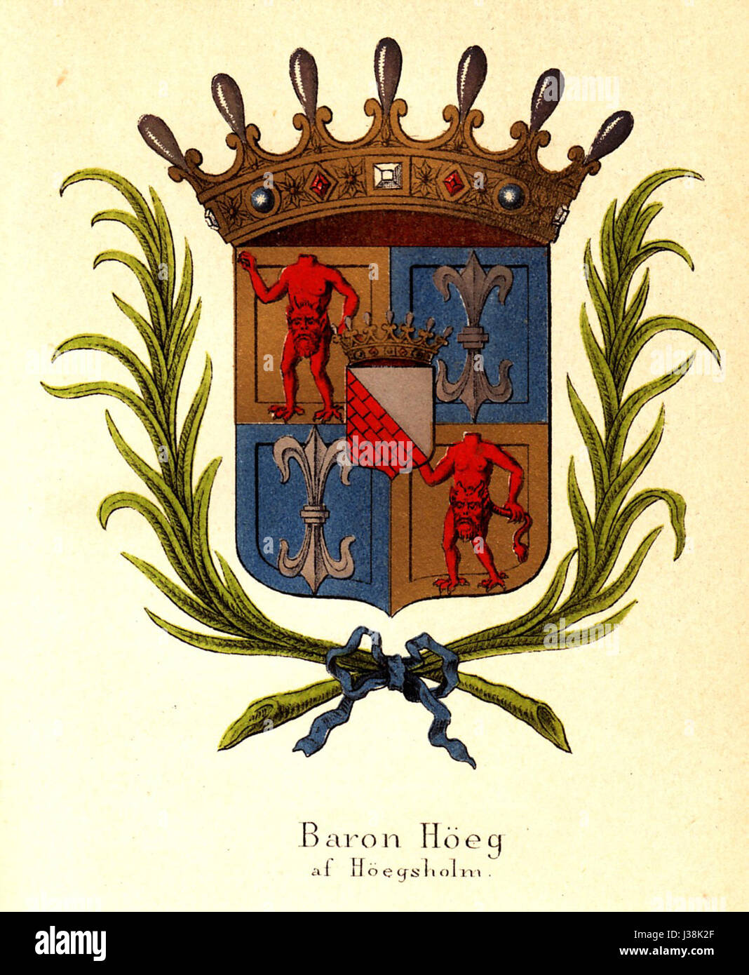 The coat of arms of Baron Hoeg represents the noble lineage of the Hoeg ...
