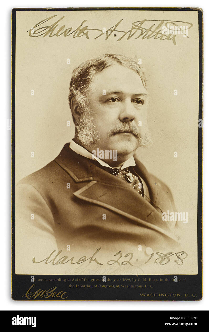 A cabinet card photograph of Chester A. Arthur, the 21st President of ...