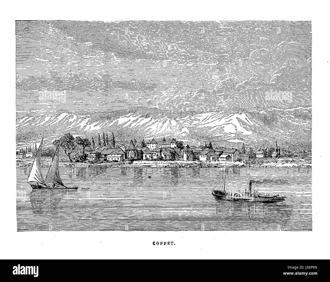 'Coppet gravure' refers to a 19th-century engraving from Coppet ...