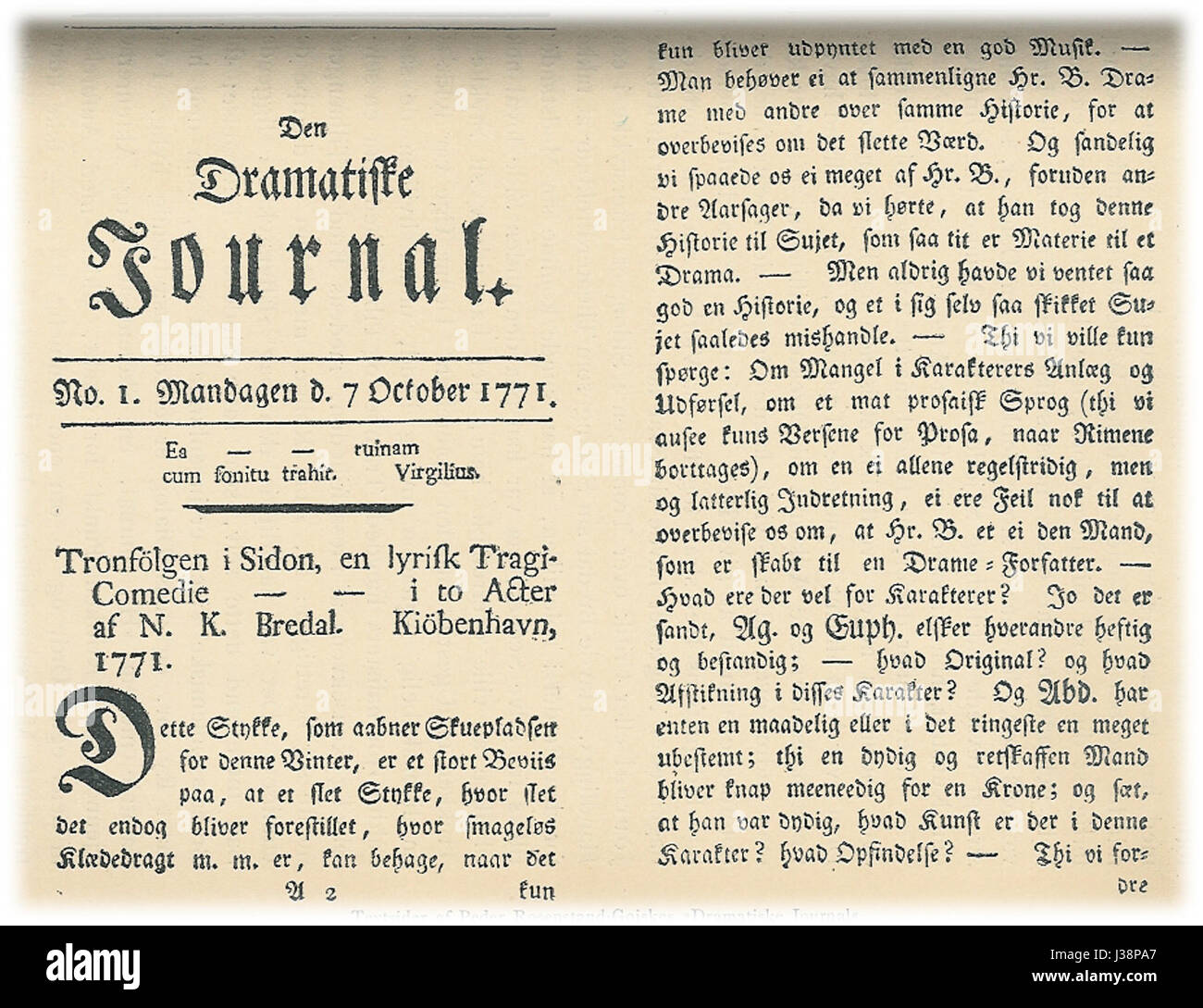 'Den Dramatiske Journal' was a Danish literary journal published in ...