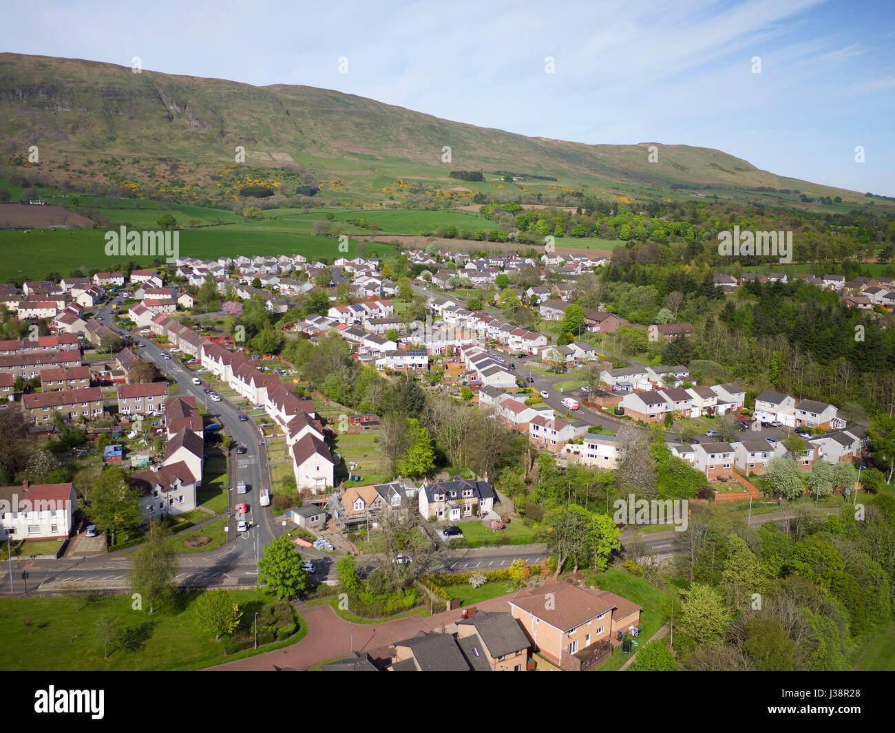 Aerial drone photo of Lennoxtown East Dunbartonshire Stock Photo - Alamy