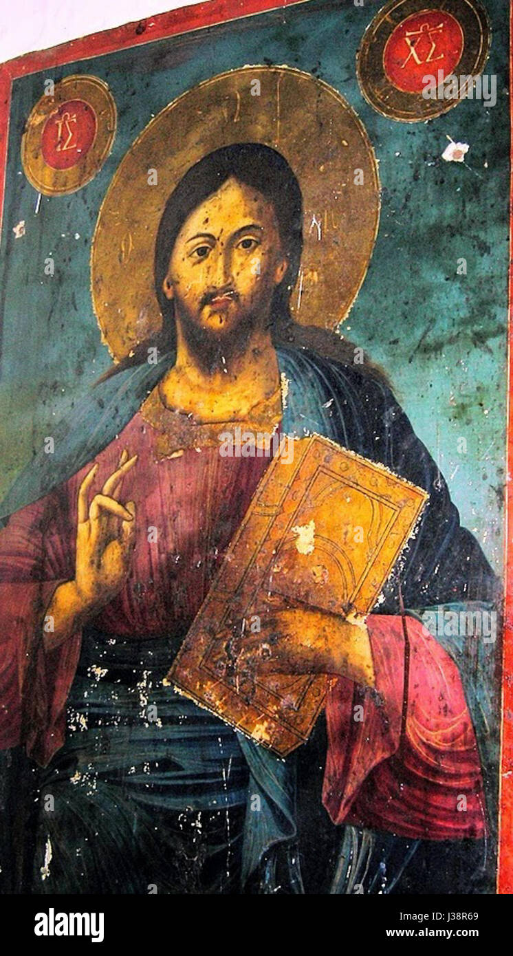 The 19th-century Christ icon in St. Athanasius Church, located in ...