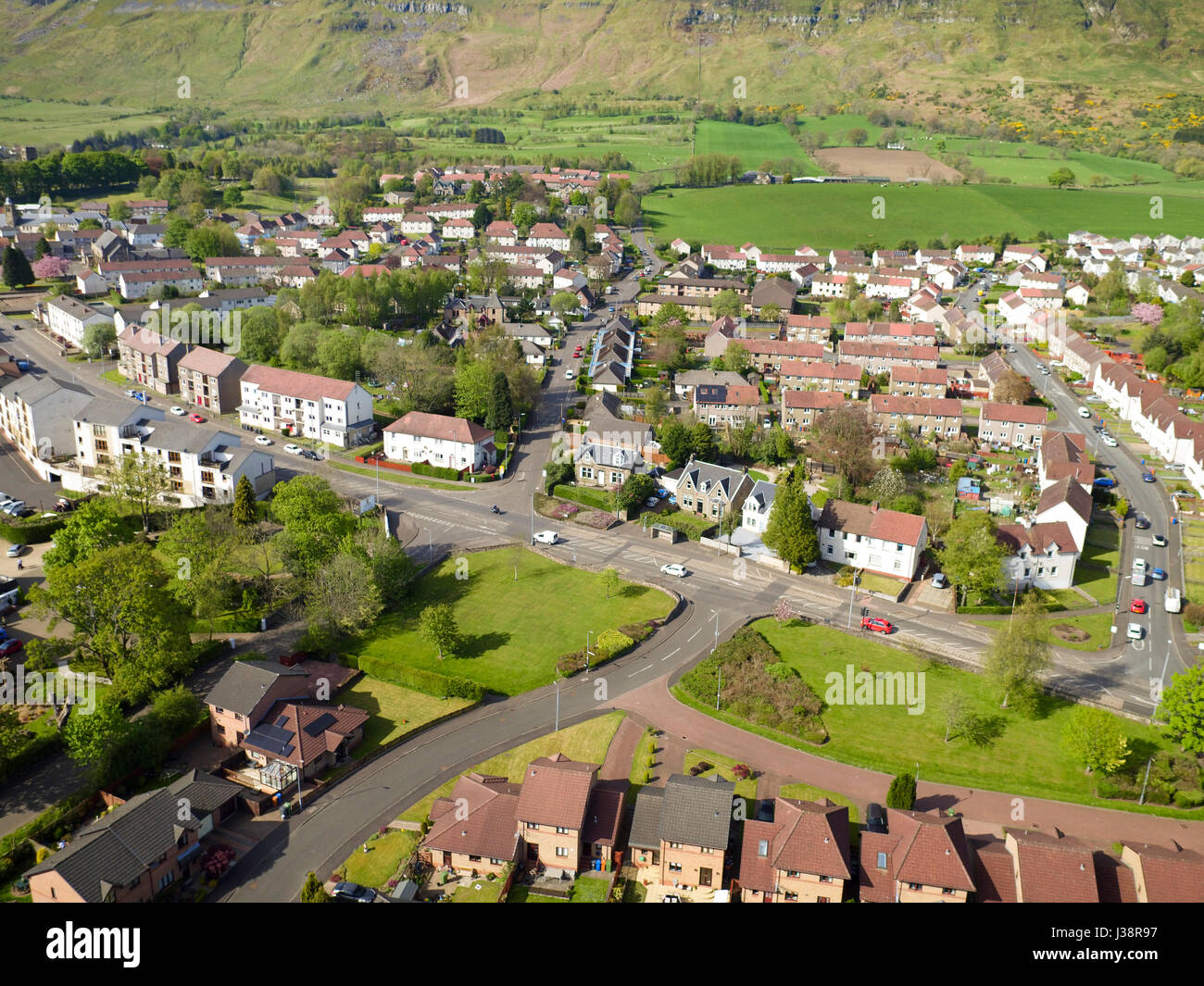 Aerial drone photo of Lennoxtown East Dunbartonshire Stock Photo - Alamy