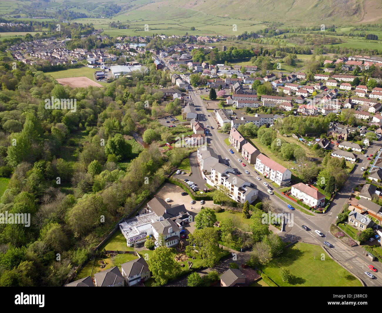 Aerial drone photo of Lennoxtown East Dunbartonshire Stock Photo - Alamy