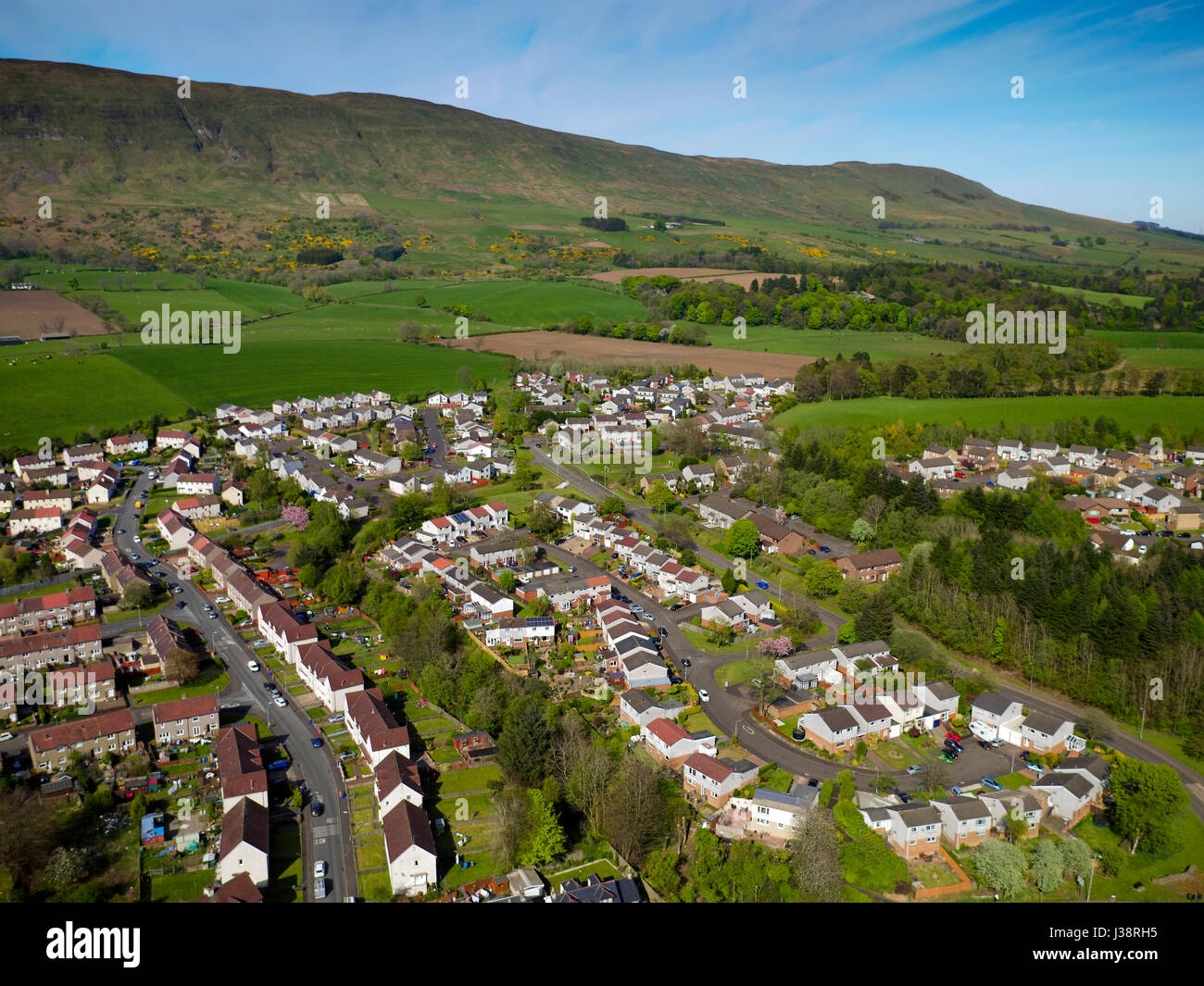 Aerial drone photo of Lennoxtown East Dunbartonshire Stock Photo - Alamy