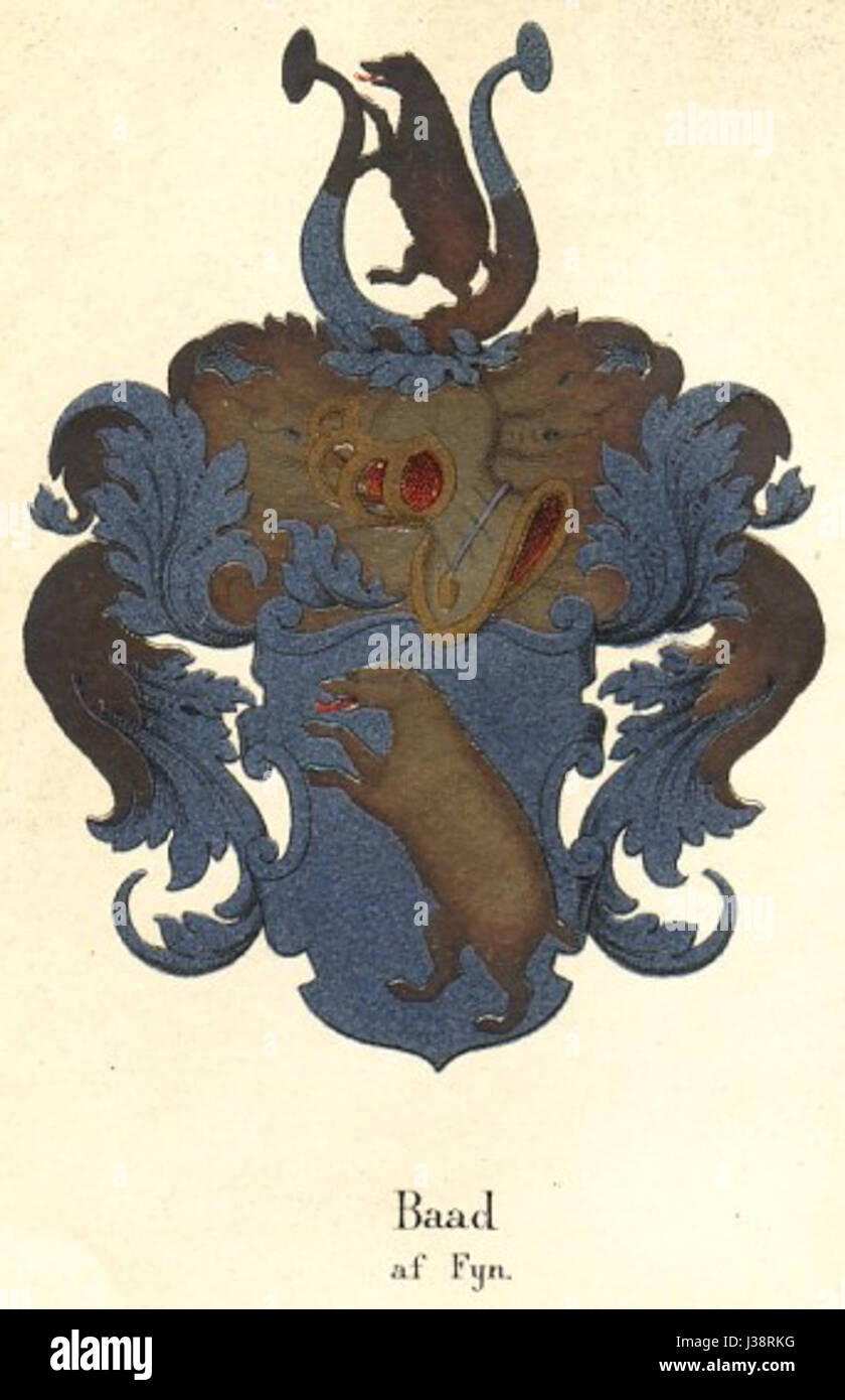 The Coat of Arms of Baad af Fyn represents the heraldic symbol of a ...