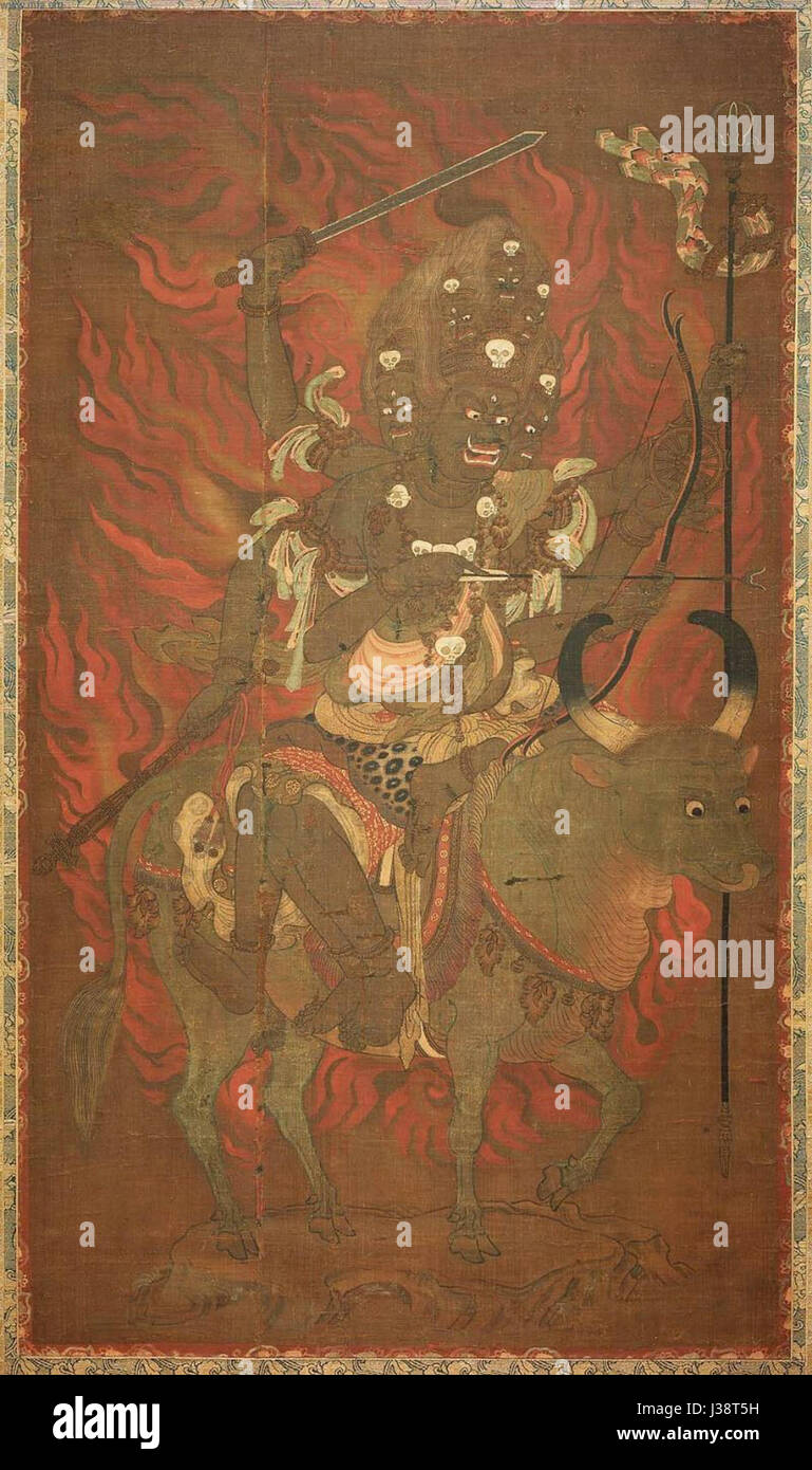 Daiitoku myoo painting likely refers to a Japanese painting depicting a ...