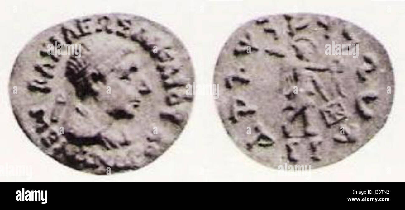 This coin, attributed to Menander Dikaiou, features a portrait of the ...