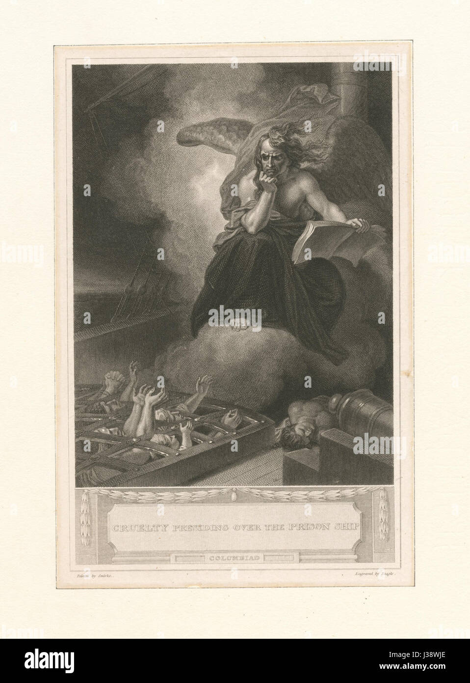 This powerful image depicts the harsh conditions aboard a prison ship ...