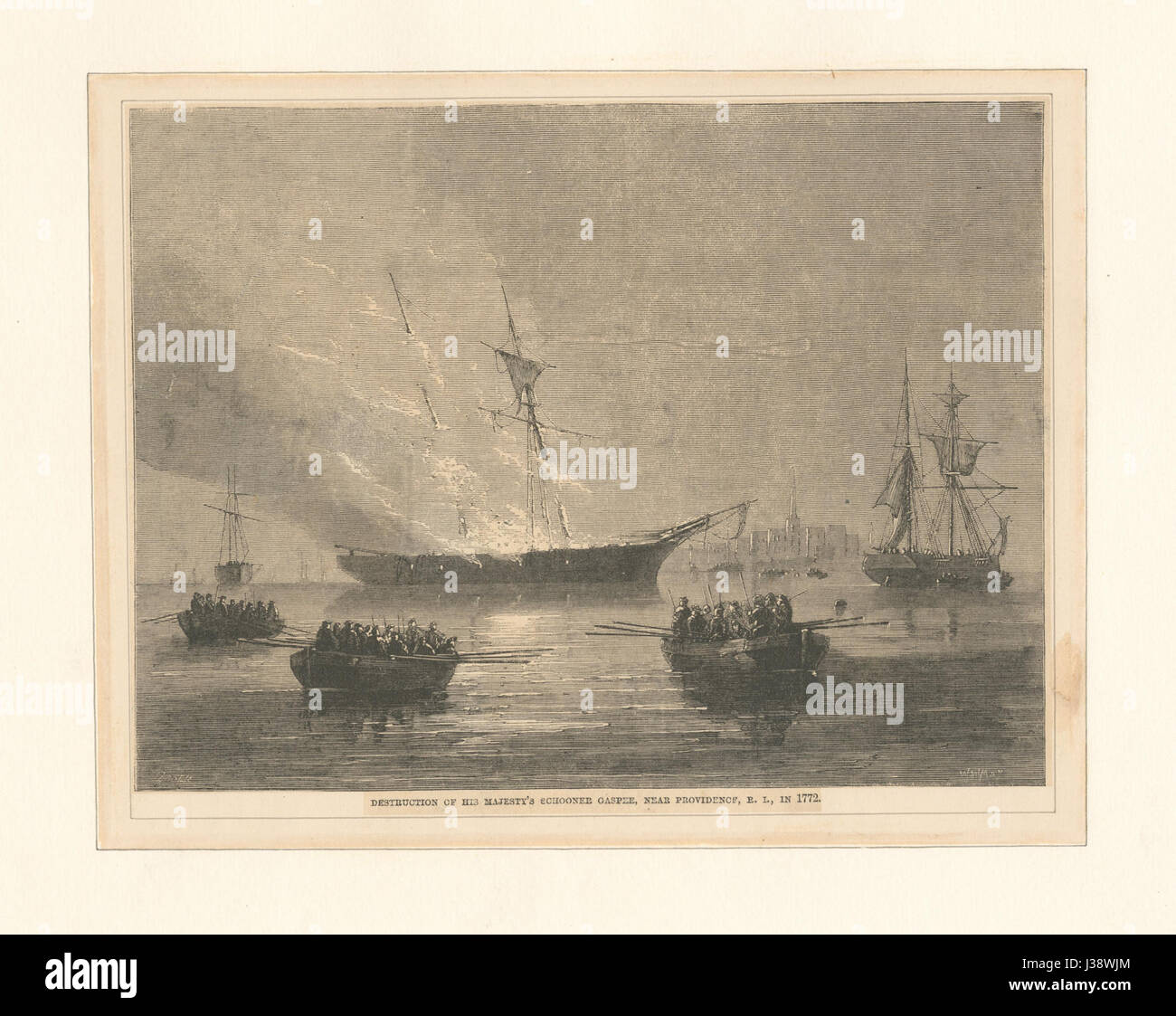 Destruction of His Majesty's schooner Gaspee, near Providence, R.I., in ...