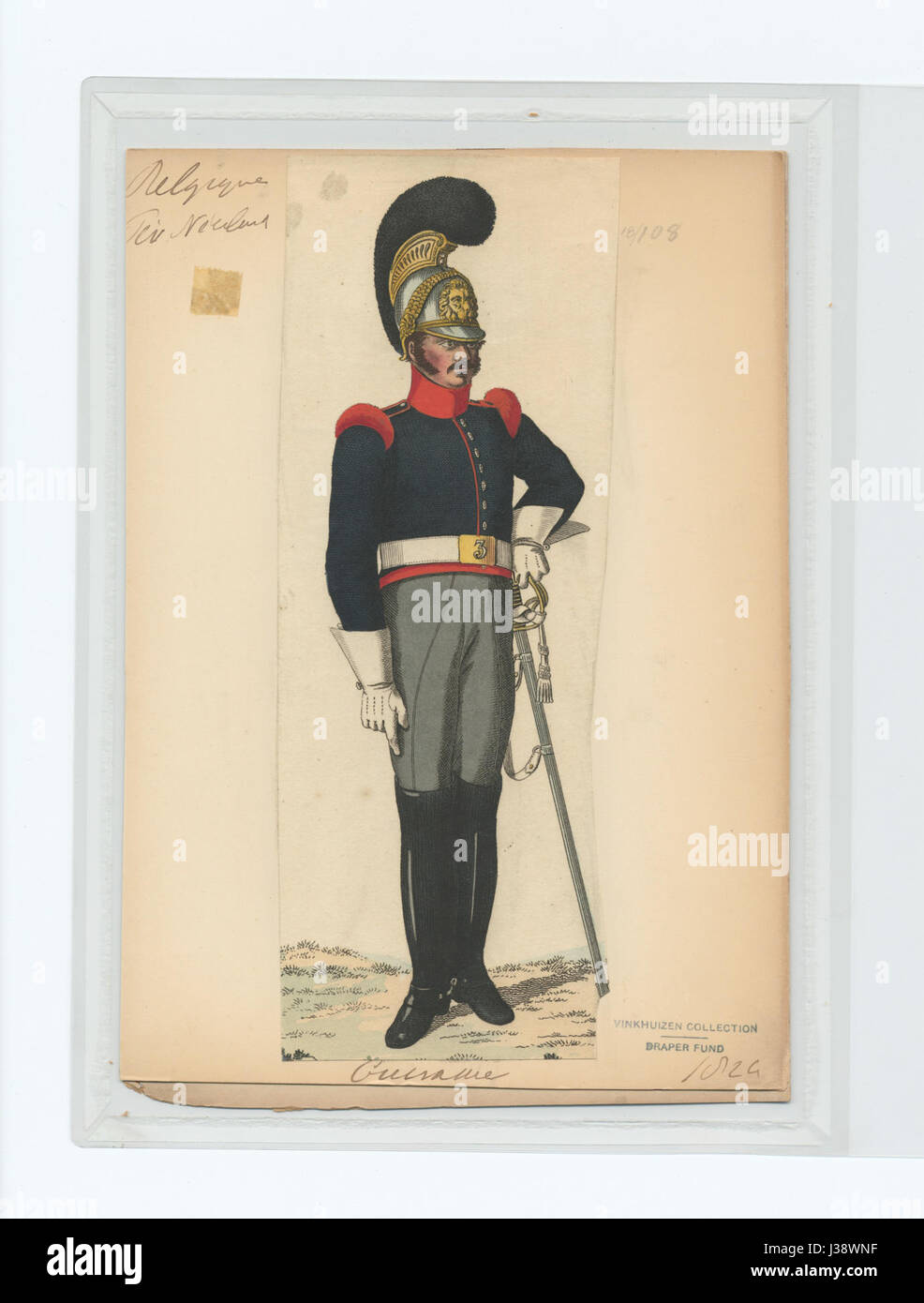 This depiction of a cuirassier, a heavily armored cavalryman, reflects ...