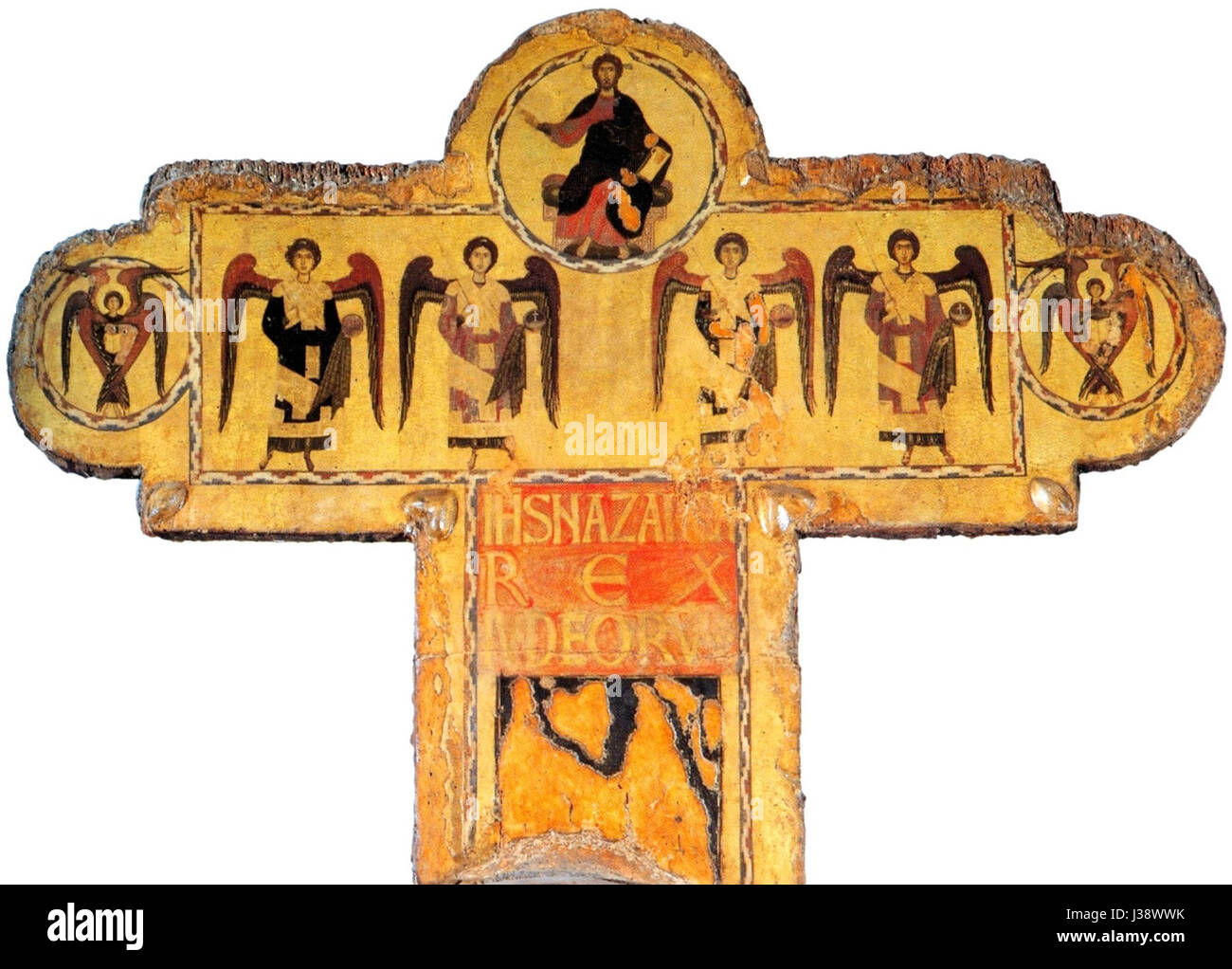 A close-up detail of a crucifix from the Museo Nazionale di San Matteo ...