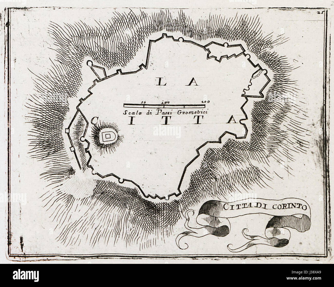 This is a historical map of the city of Corinth, produced by Vincenzo ...
