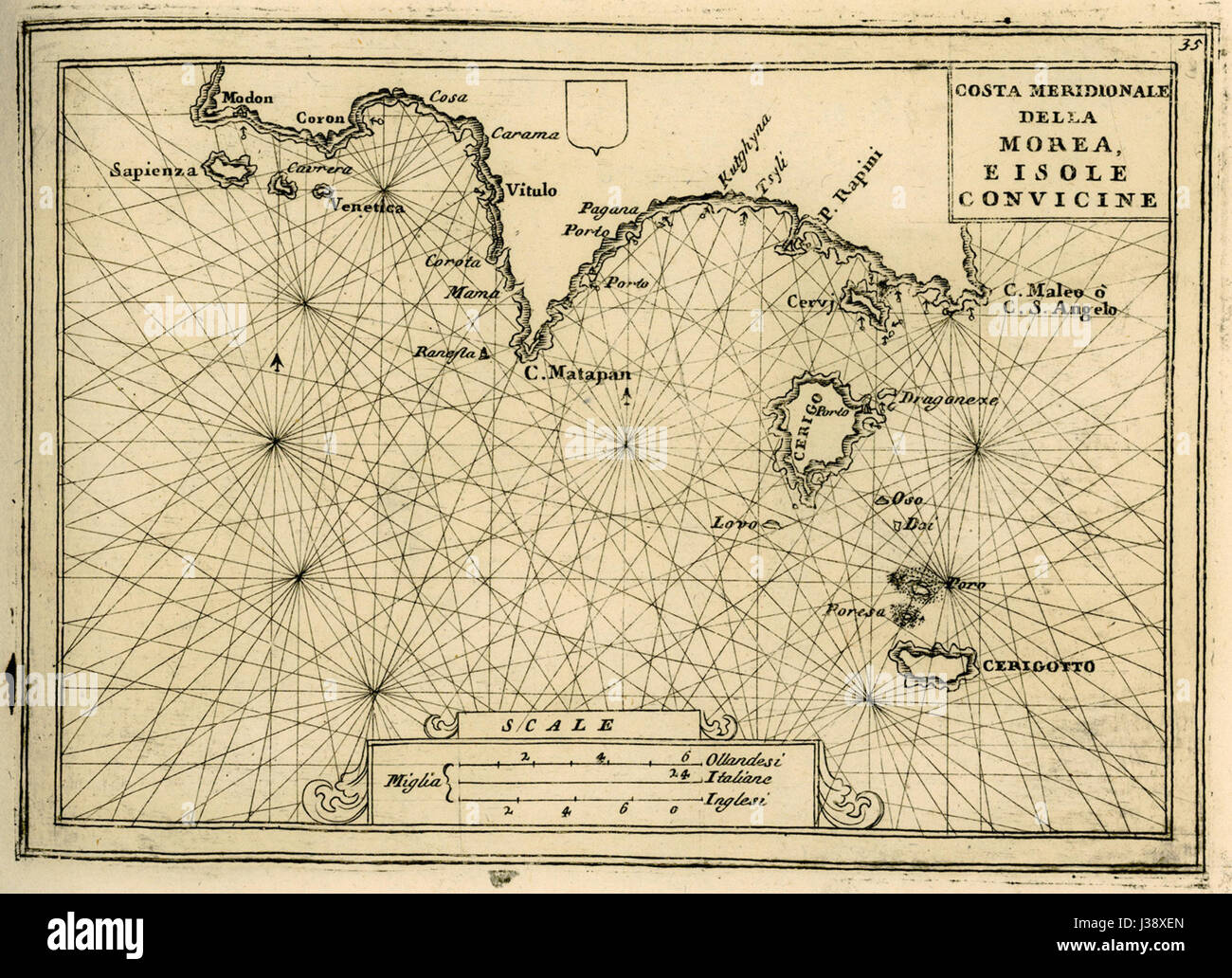 The map 'Costa Meridionale della Morea e Isole convicine' by Vincenzo ...