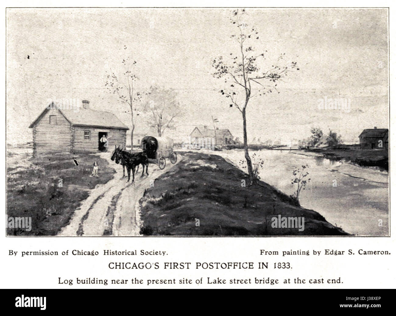 Chicago's first post office, 1833 Stock Photo - Alamy