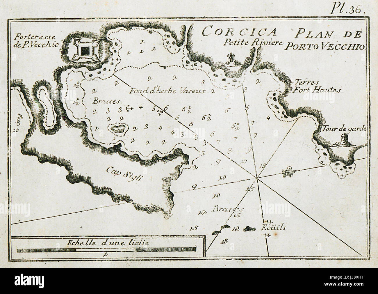 This is a detailed map from 1804 of Porto Vecchio, Corsica, created by ...
