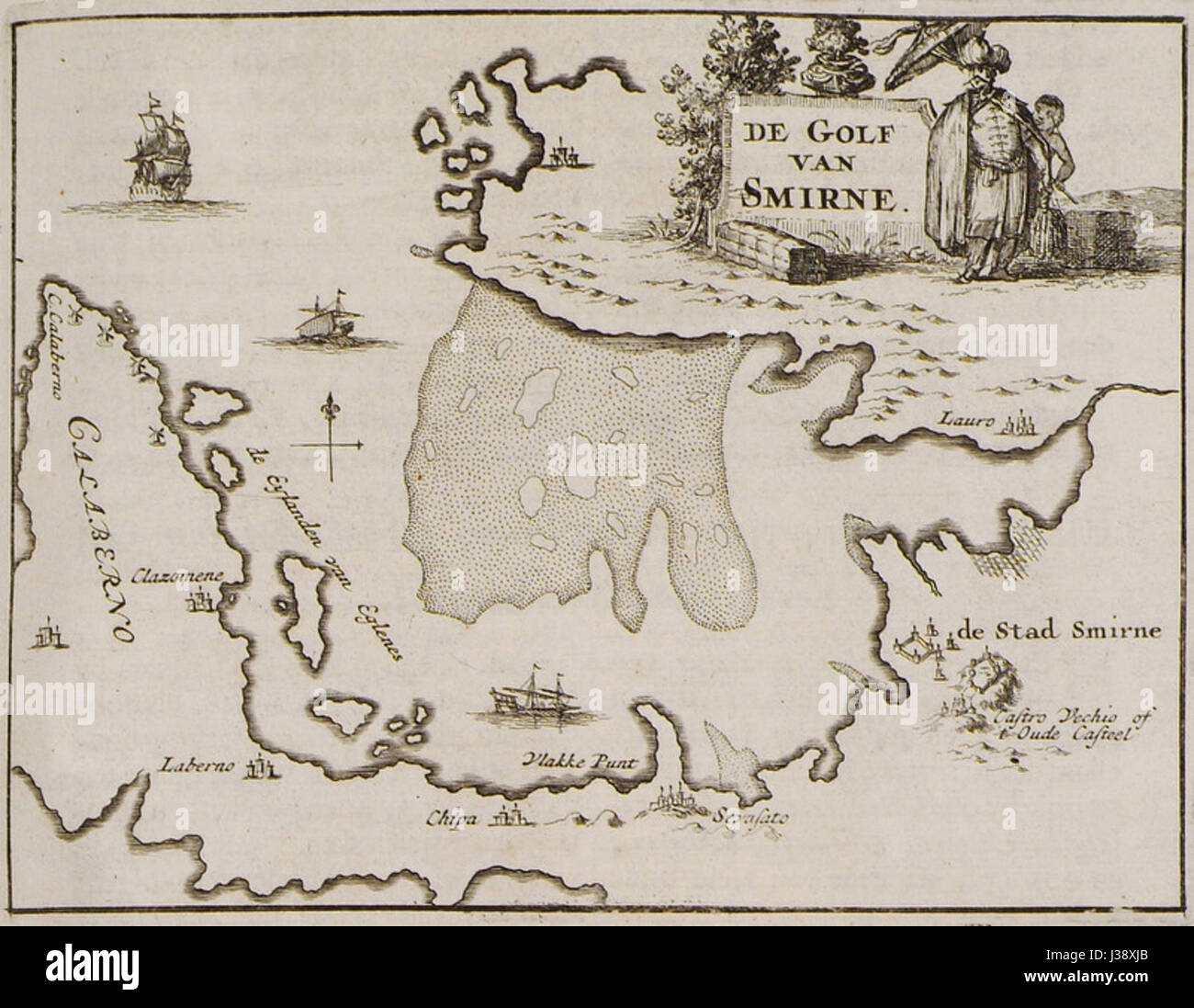 'De Golf van Smirne' (The Gulf of Smyrna) by Dapper Olfert, 1688, is a ...
