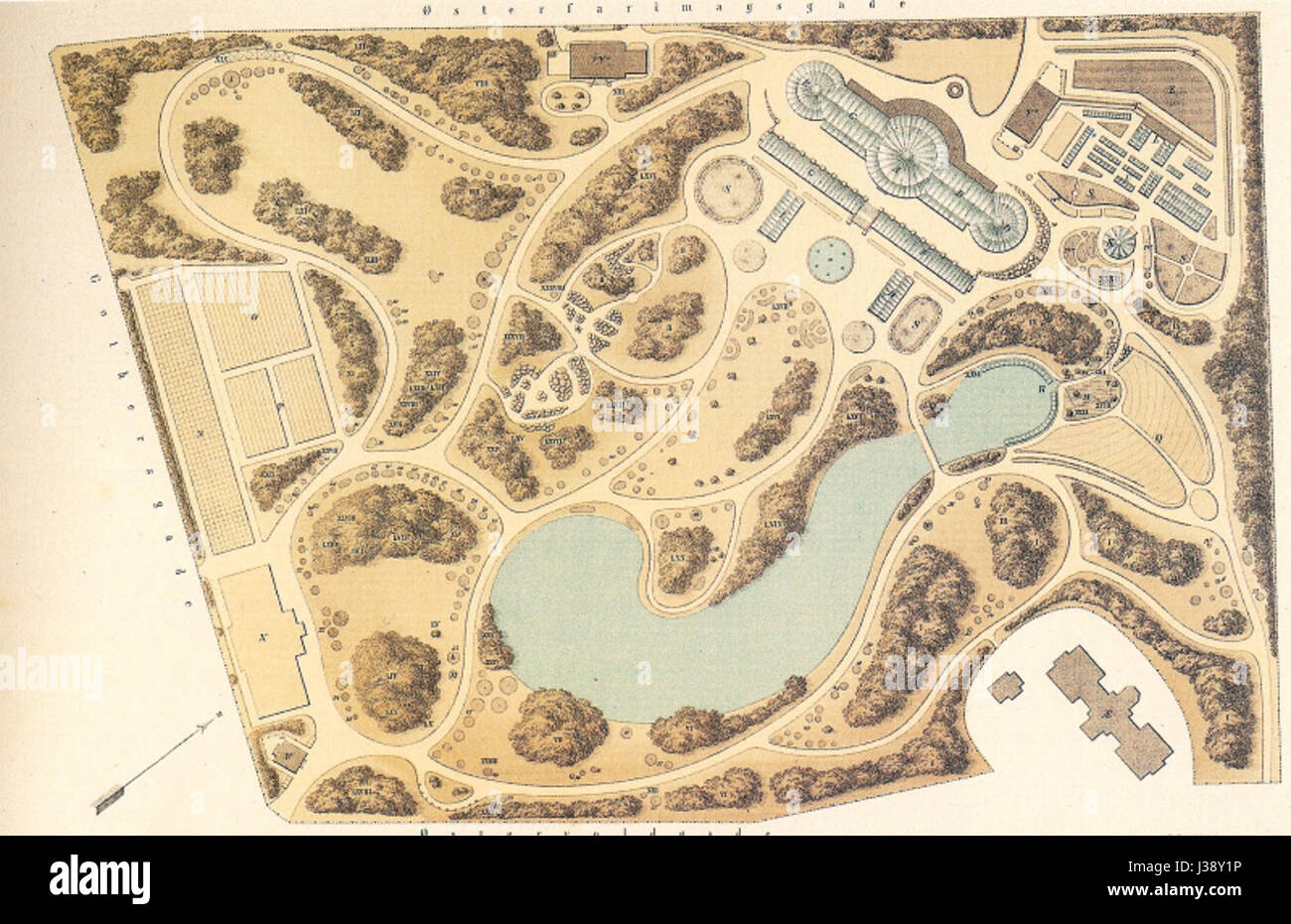 Copenhagen Botanical Garden plan Stock Photo - Alamy
