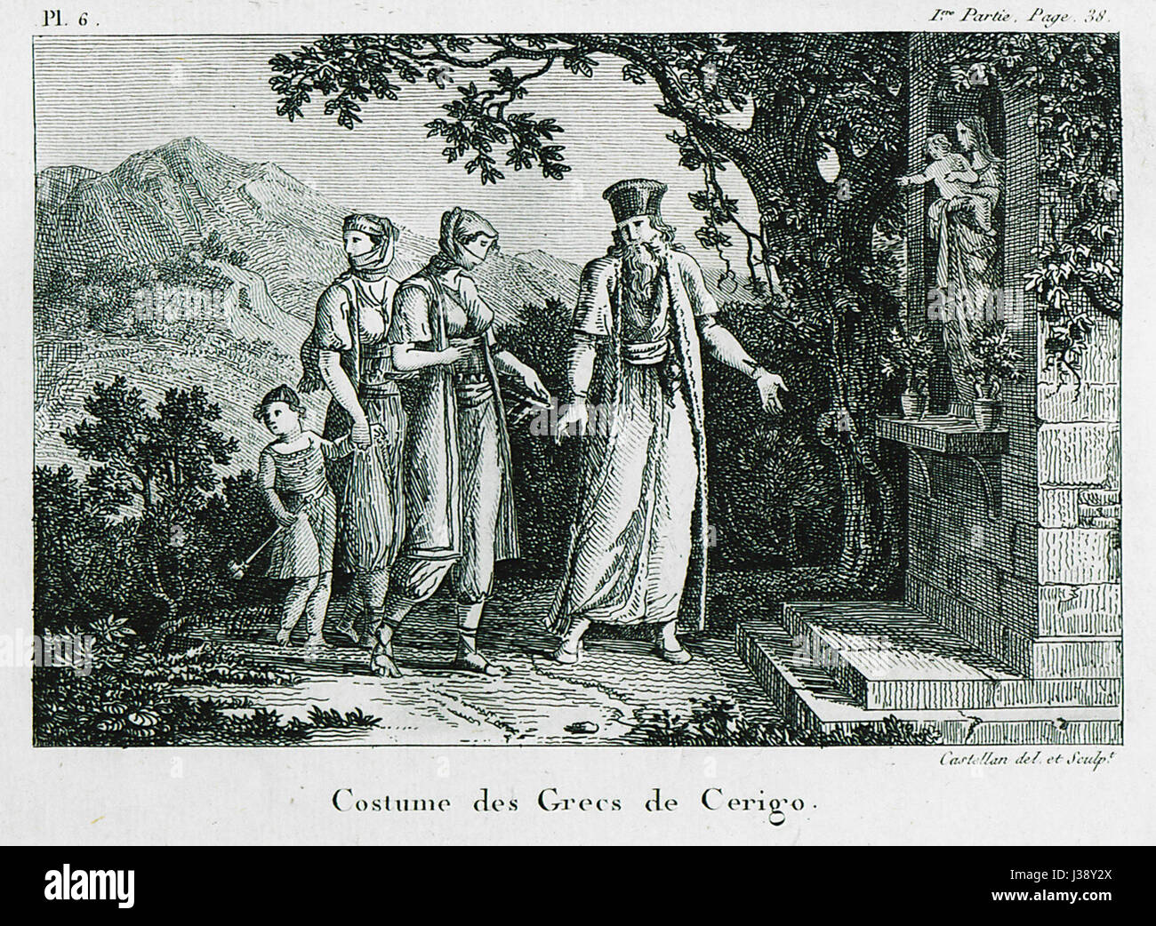 Costume de Grecs de Cerigo Castellan Antoine laurent 1808 Stock Photo ...