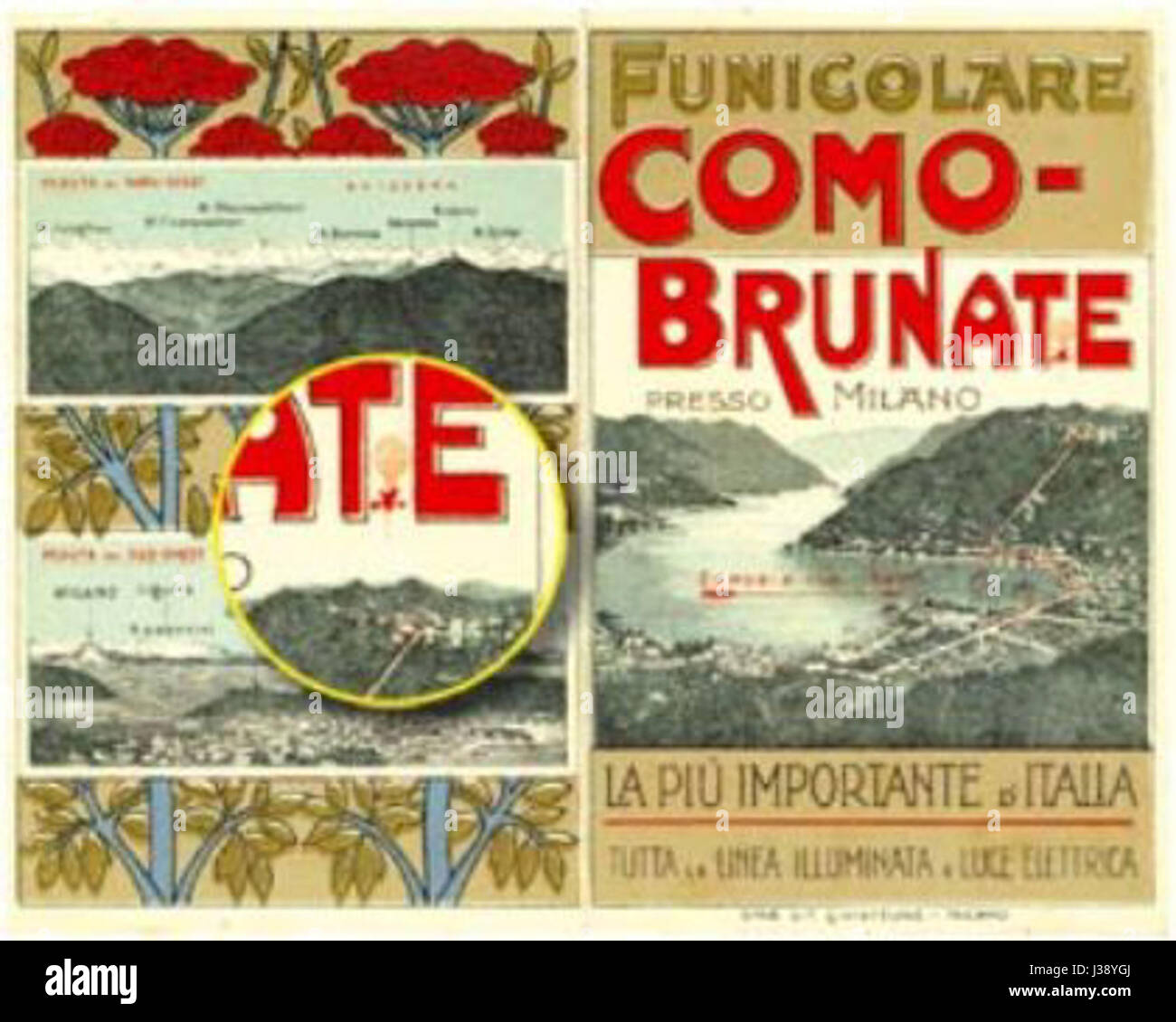 Como Brunate funicolar 1899 leaflet Stock Photo - Alamy