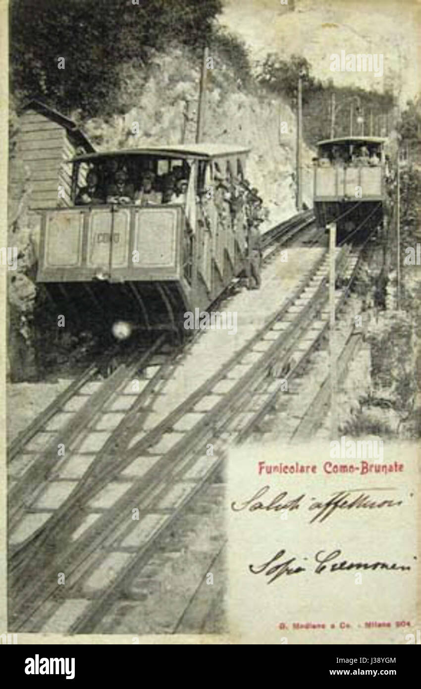 The Como Brunate funicular, built in 1904, connects the Italian town of ...