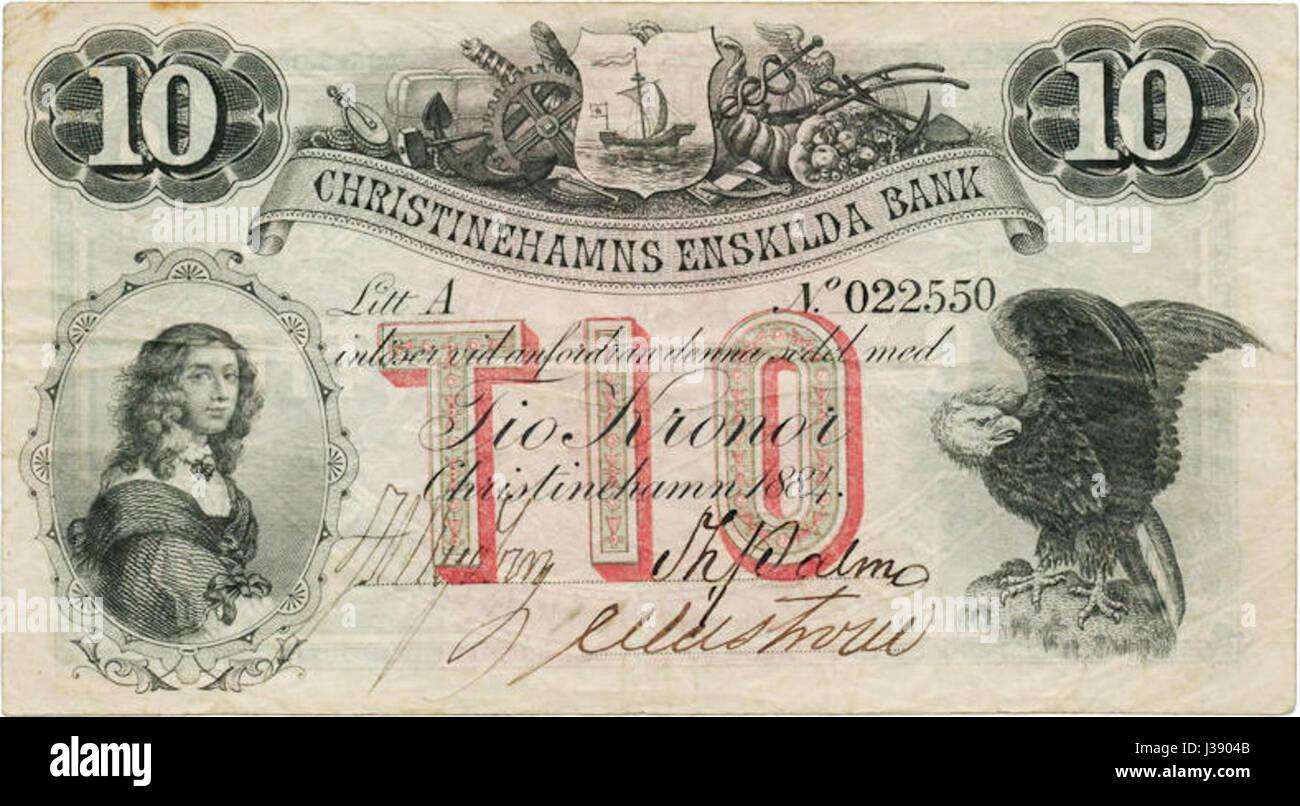 The Christinehamns Enskilda Bank 10kr sedel is a historical Swedish ...