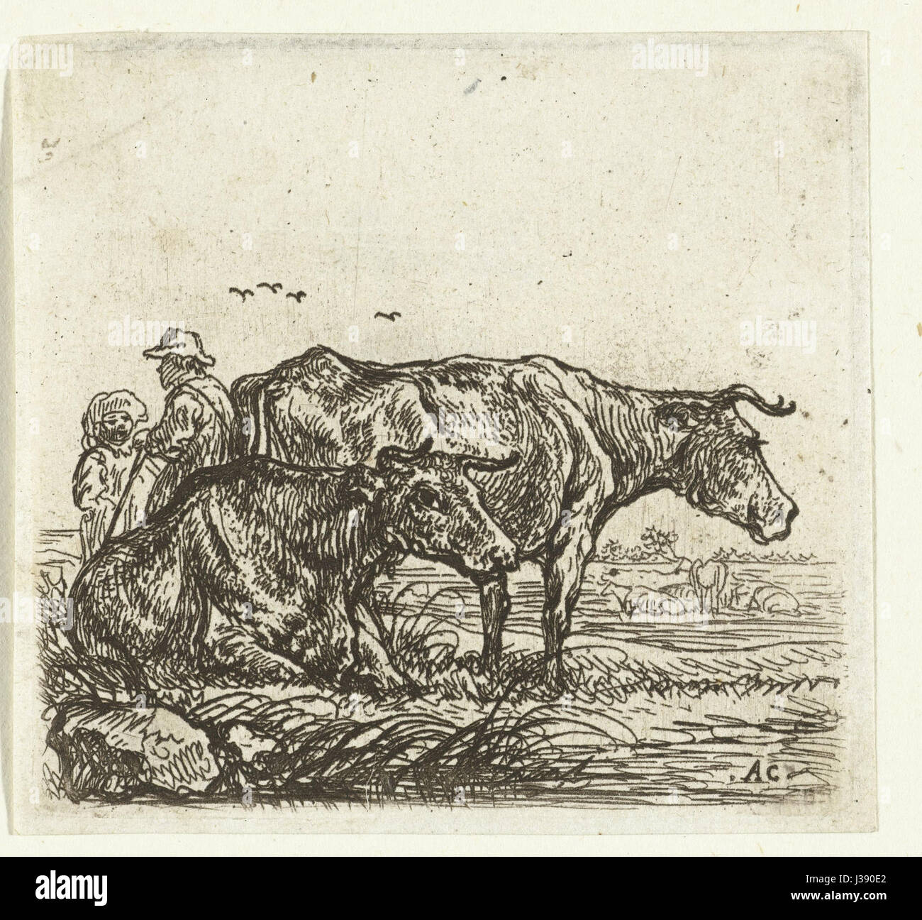 'Twee koeien en herders' by Aelbert Cuyp is a Dutch painting depicting ...