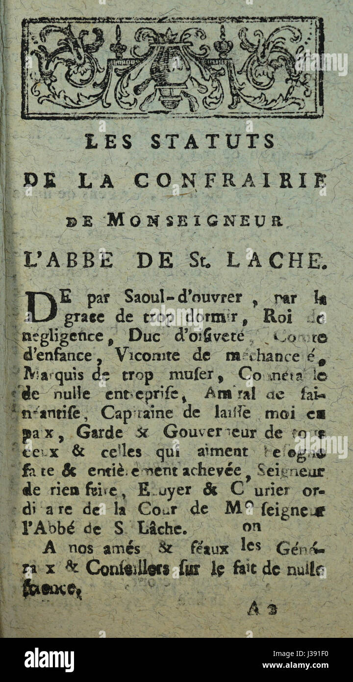 This title refers to the historical 'Confrairie saoul d'ouvrer,' a ...