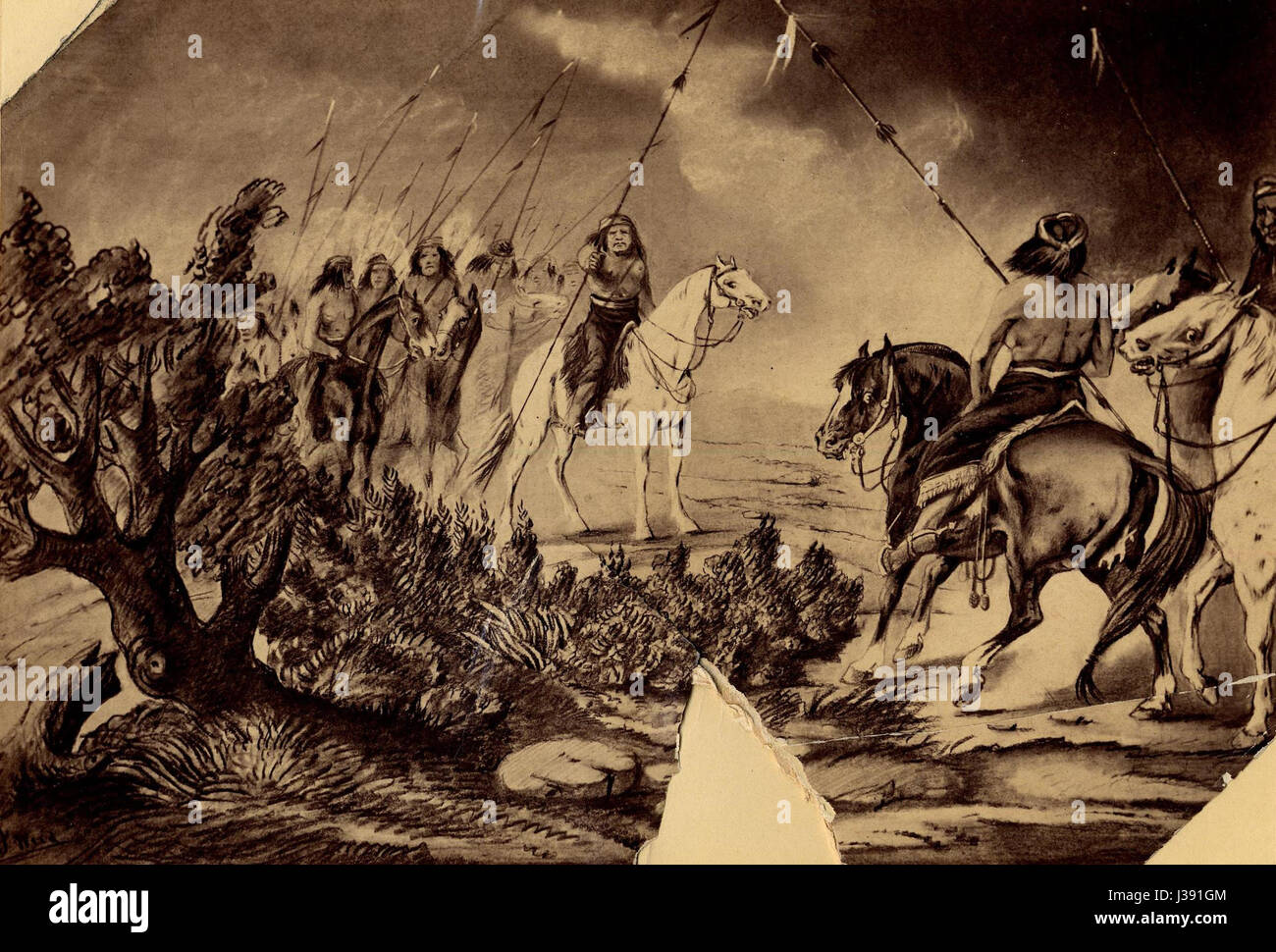 Combate entre caciques mapuches Stock Photo - Alamy