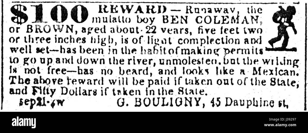 The Delta 9/25/1849 runaway slave advertisement is a historical ...