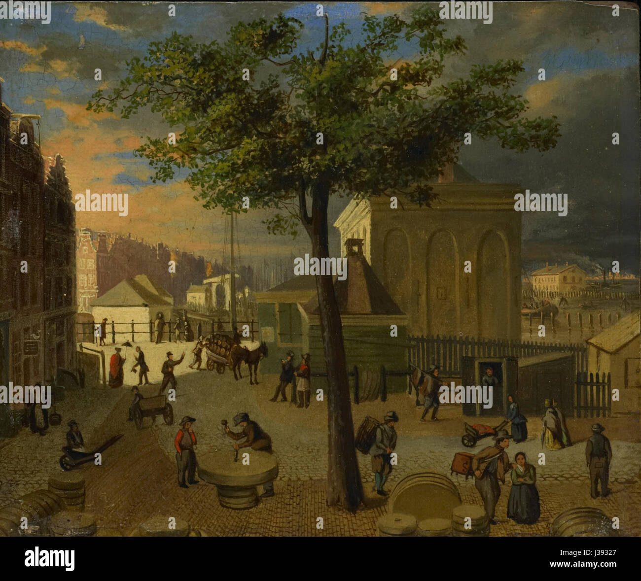 This 17th-century Dutch painting depicts the Slijpsteenmarkt, a market ...
