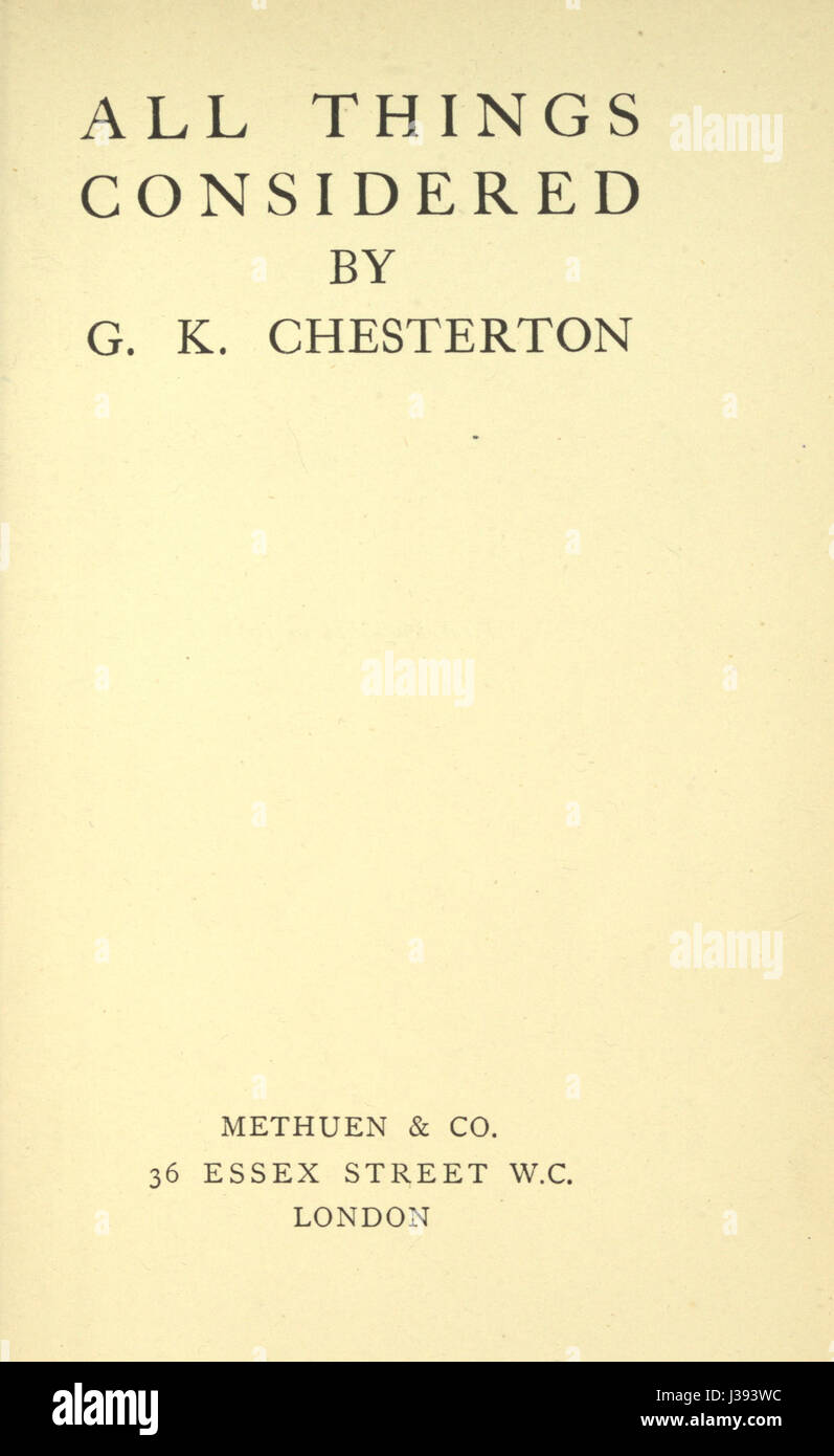 Chesterton All Things Considered, p. iii Stock Photo - Alamy