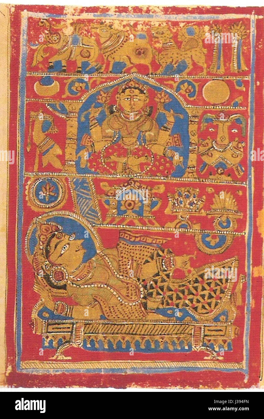 Chyavana Kalyanaka from Kalpasutra Queen Trishala's dream Stock Photo ...