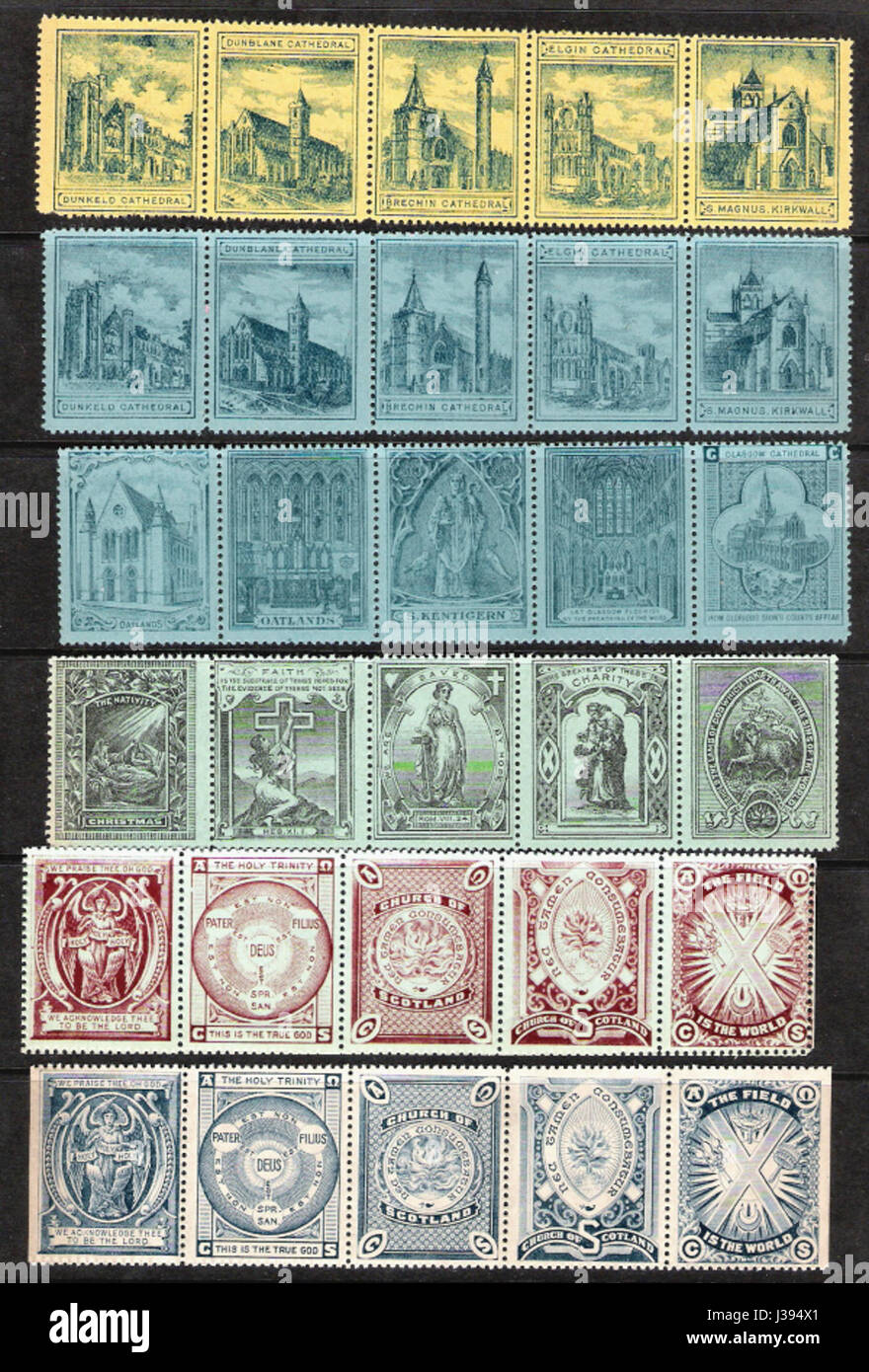 A collection or series of church attendance stamps, possibly used as a ...