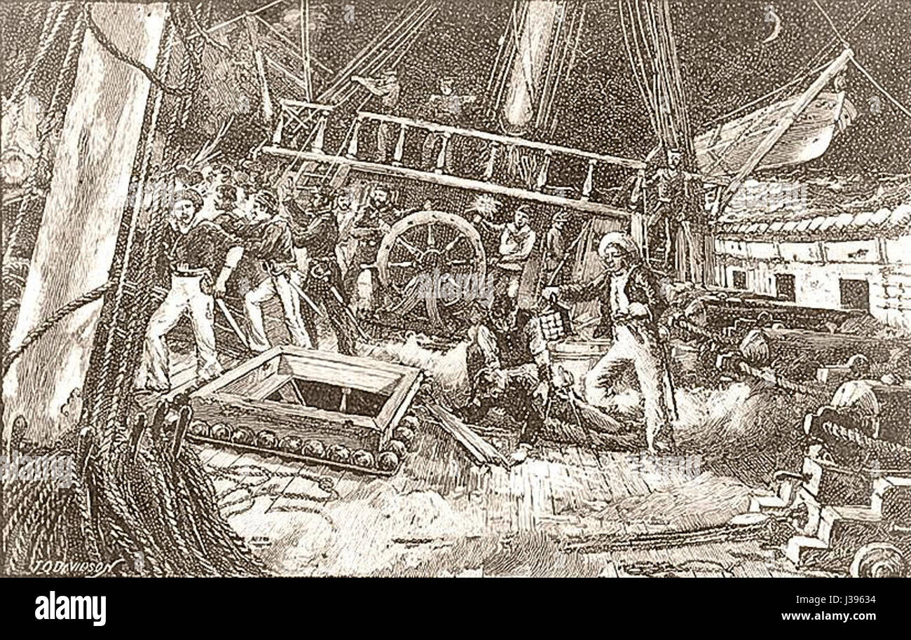 A historical engraving titled 'Decatur' by artist Davidson, depicting a ...