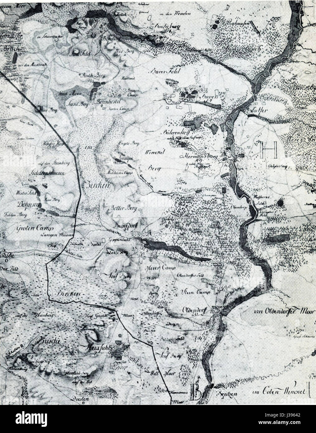 The Churhannoverkarte, created for Hermannsburg, is a historical map ...