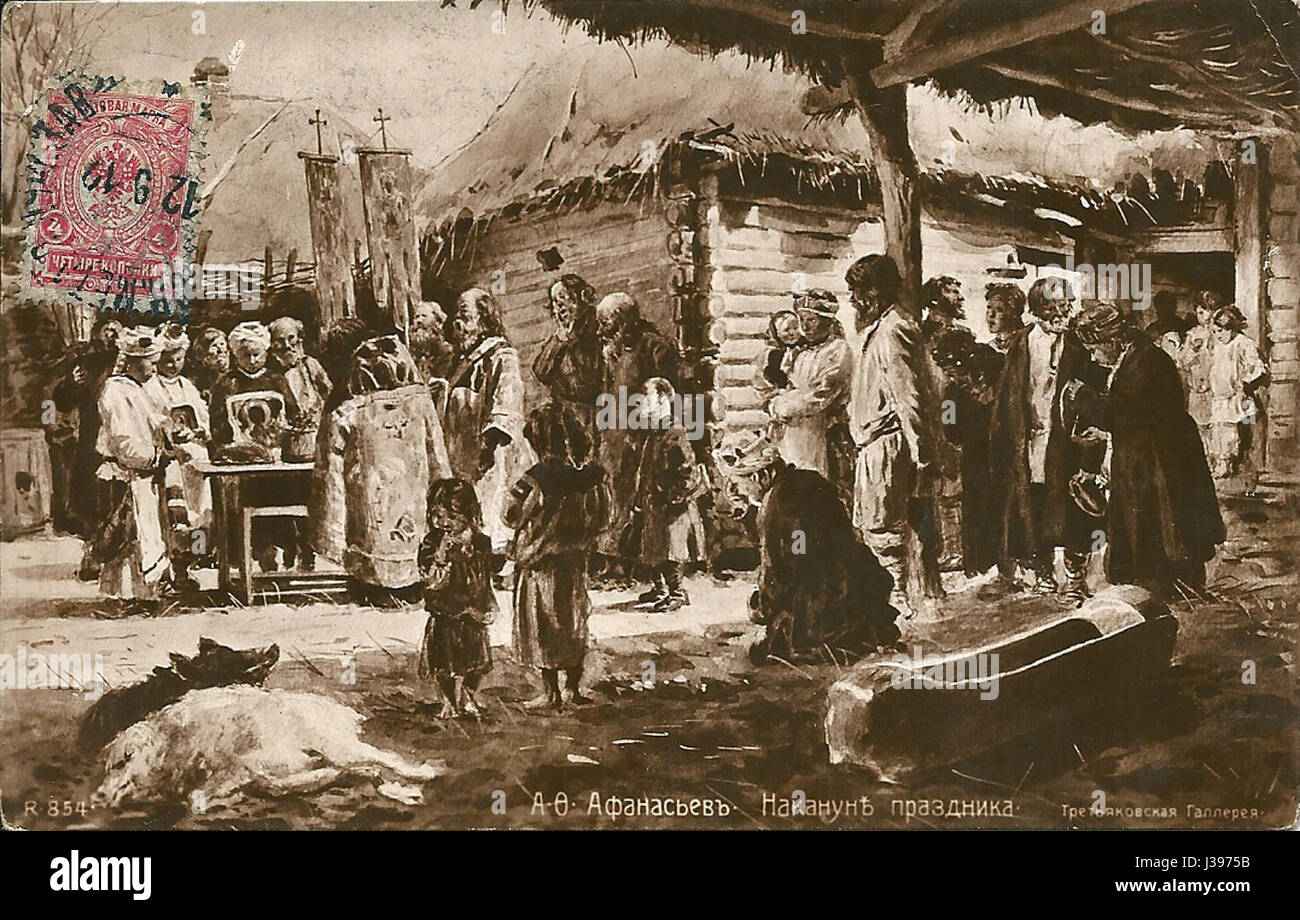 A depiction of a Cossack rite or ceremony from 1912, showing ...