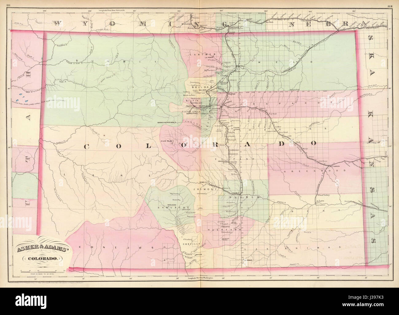 This historical photograph depicts Colorado in 1874, capturing the ...