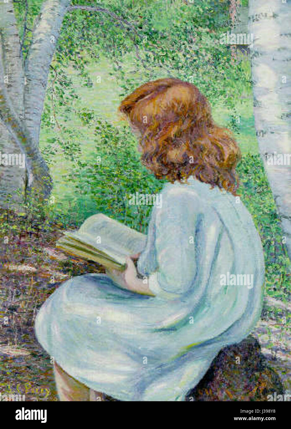 Child with red hair reading Stock Photo - Alamy