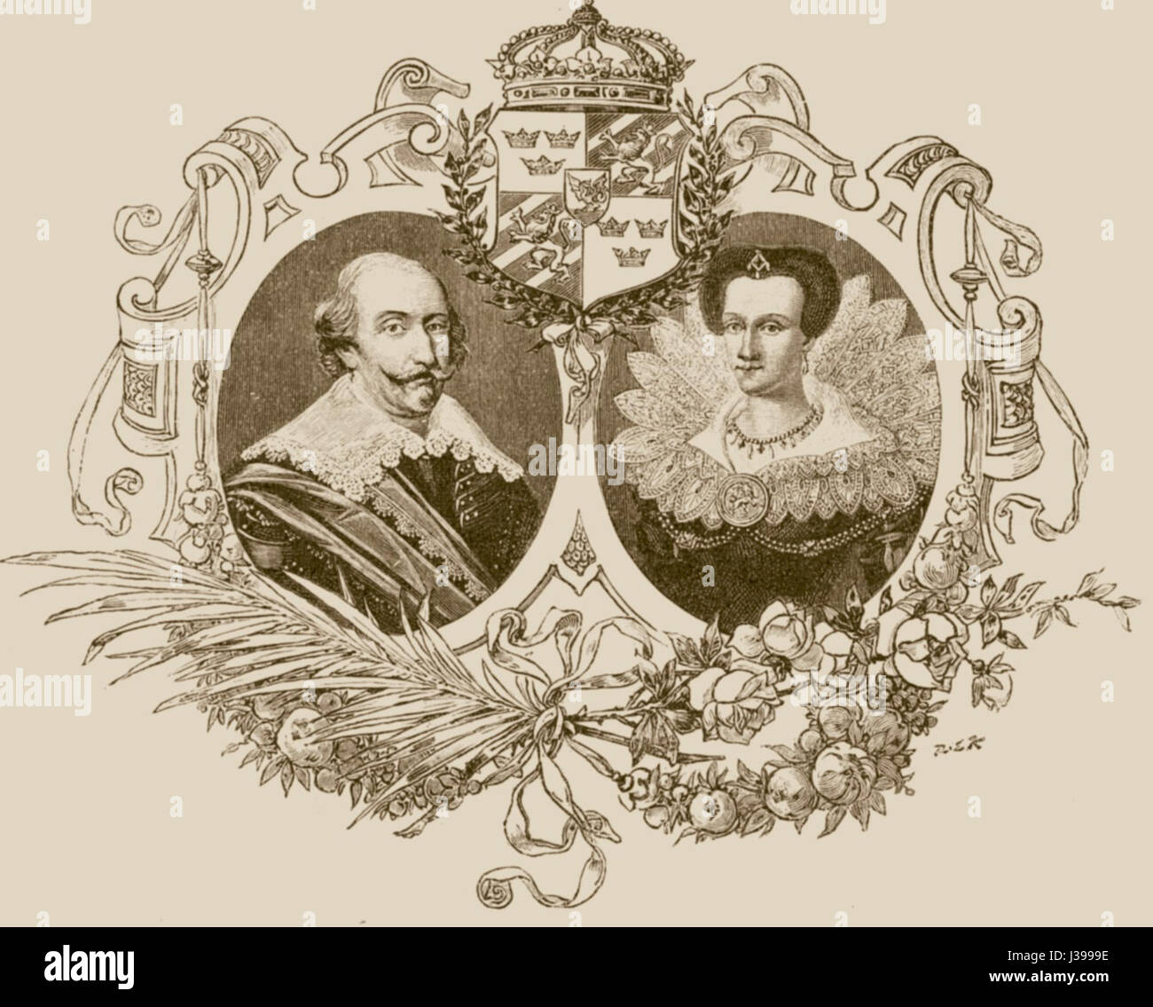 This portrait depicts Christine von Holstein Gottorp, a notable ...