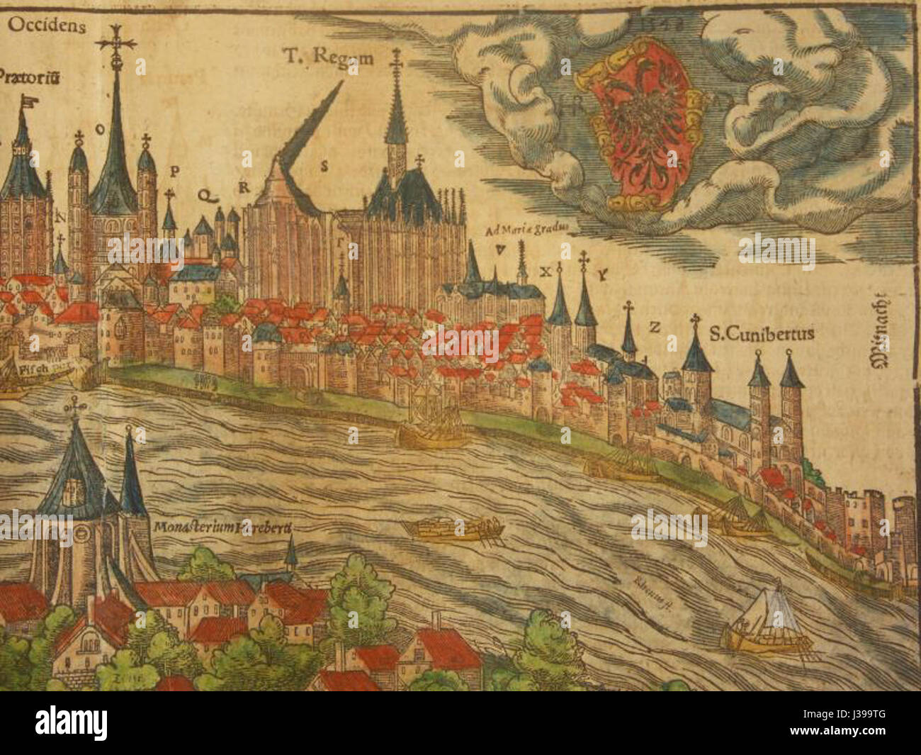 This refers to a historical visual depiction or a map showing the city ...