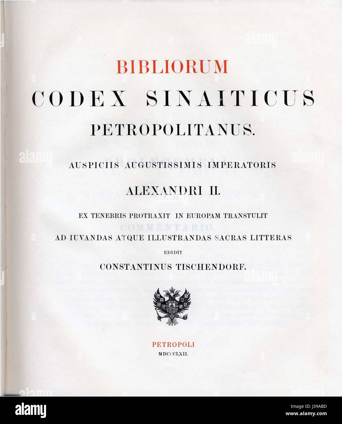 Codex Sinaiticus Petropolitanus (title Stock Photo - Alamy