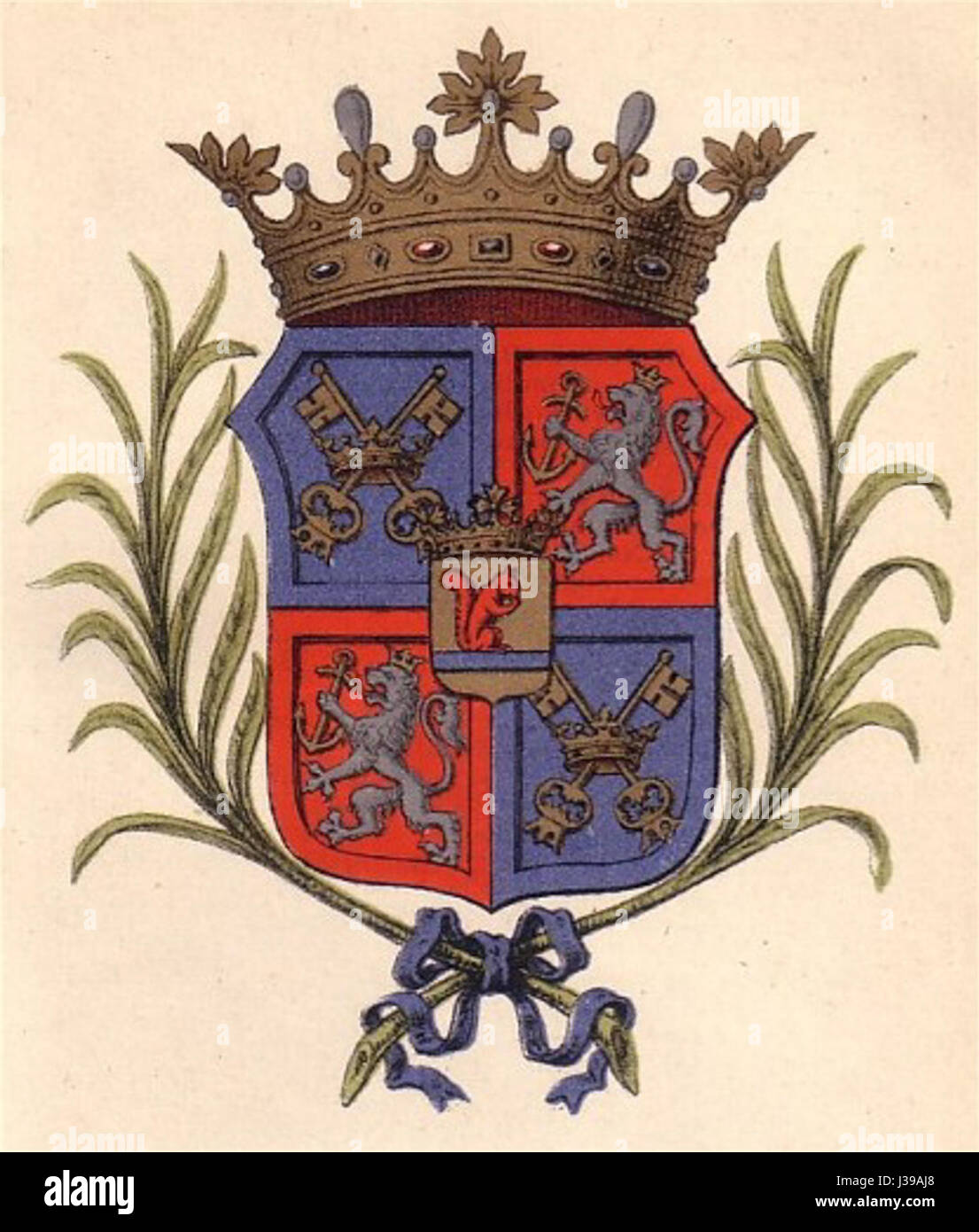 The Coat of Arms of the Greve af Frijsenborg family represents the ...