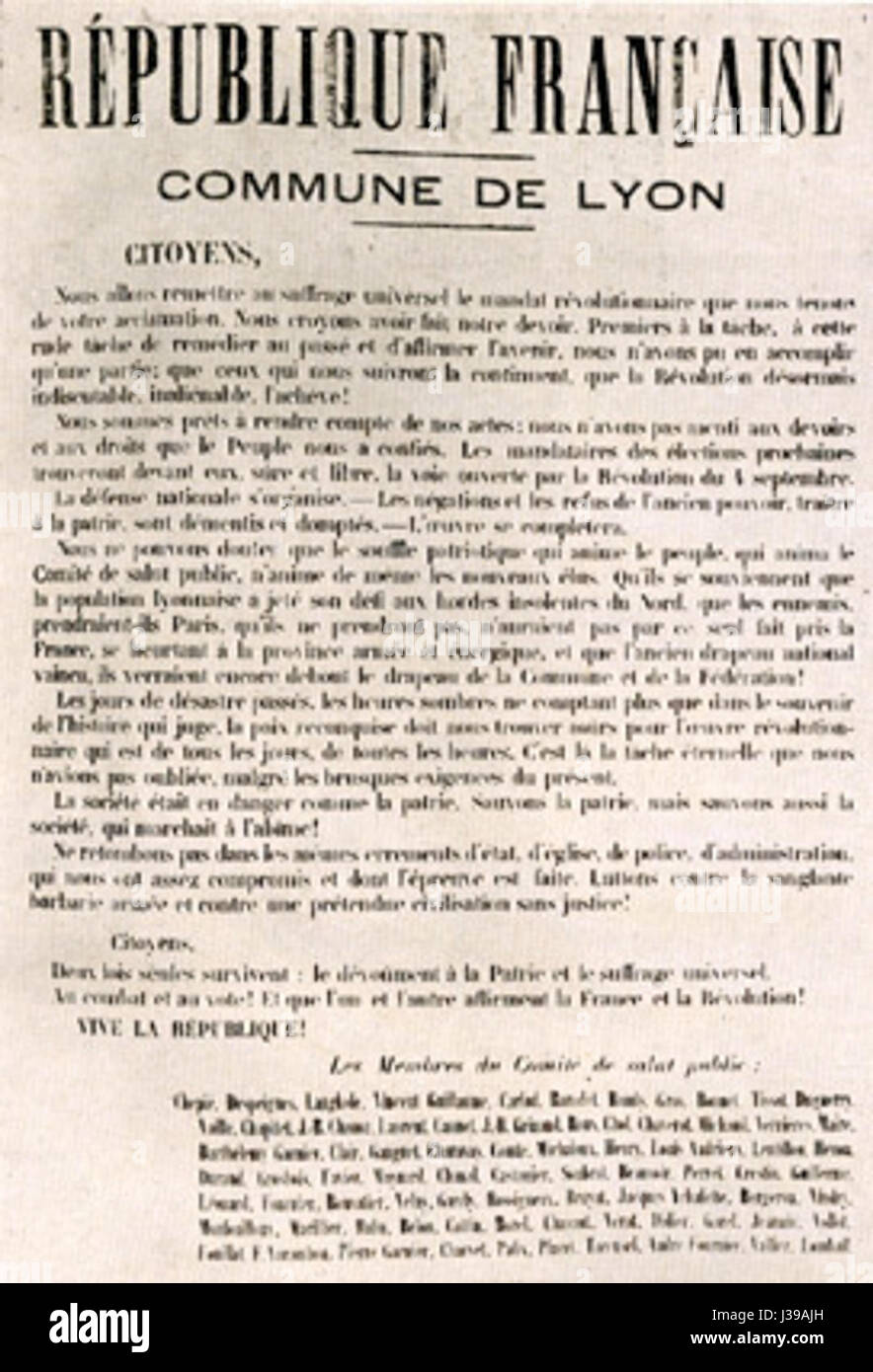 The Commune de Lyon refers to the historical period during the French ...