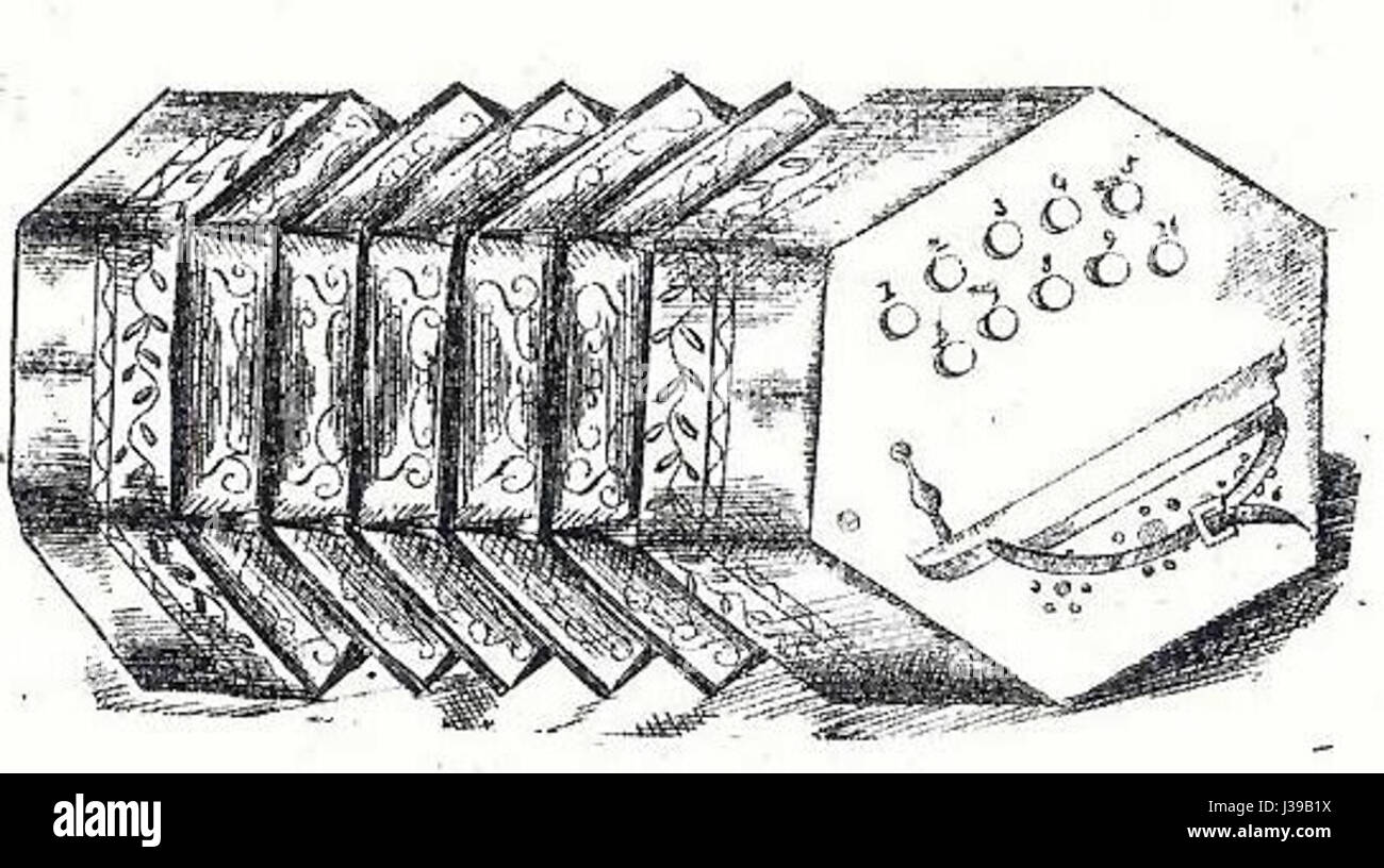 This image shows a cropped version of a Coleman concertina, a type of ...